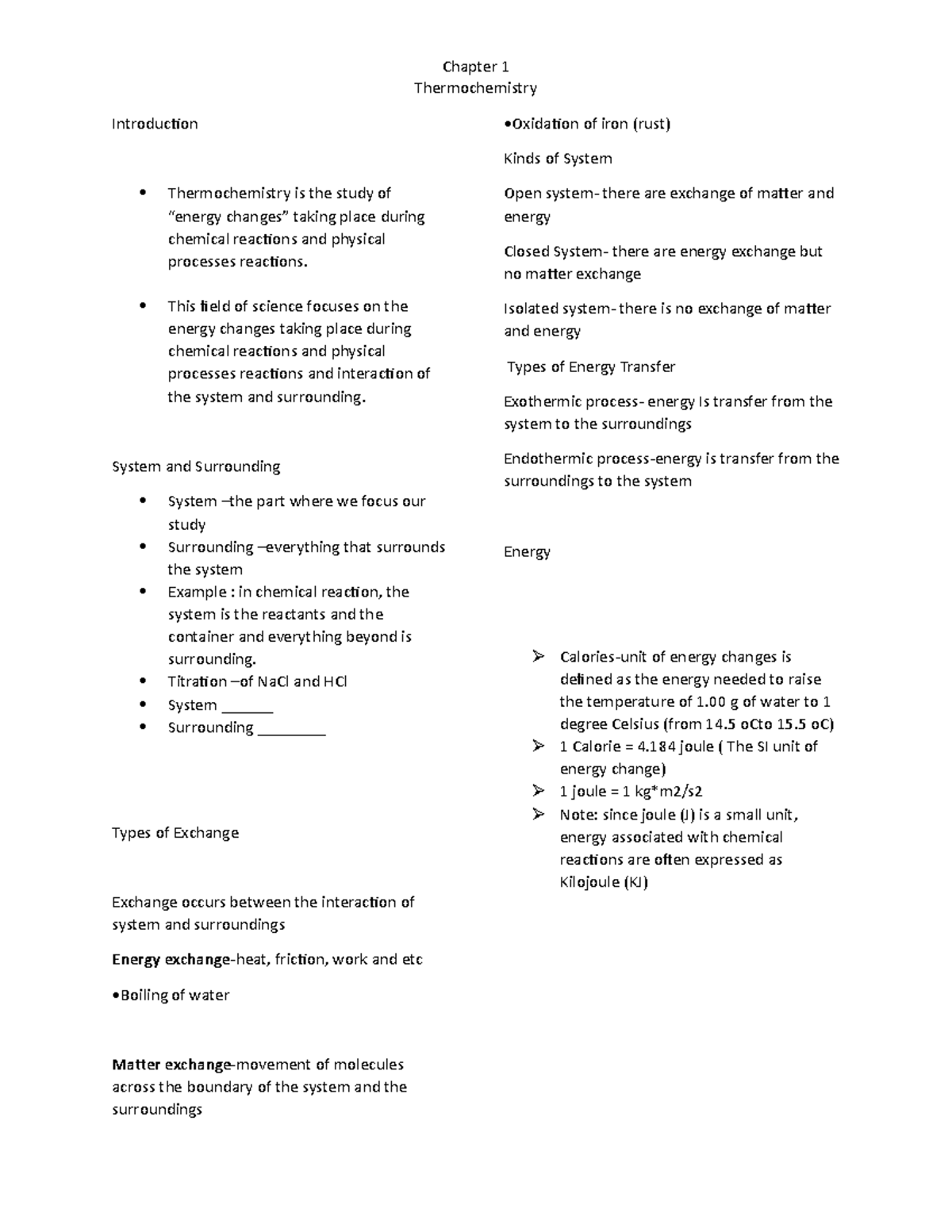 Introduction to Thermochemistry - Chemistry For Engineers - Studocu