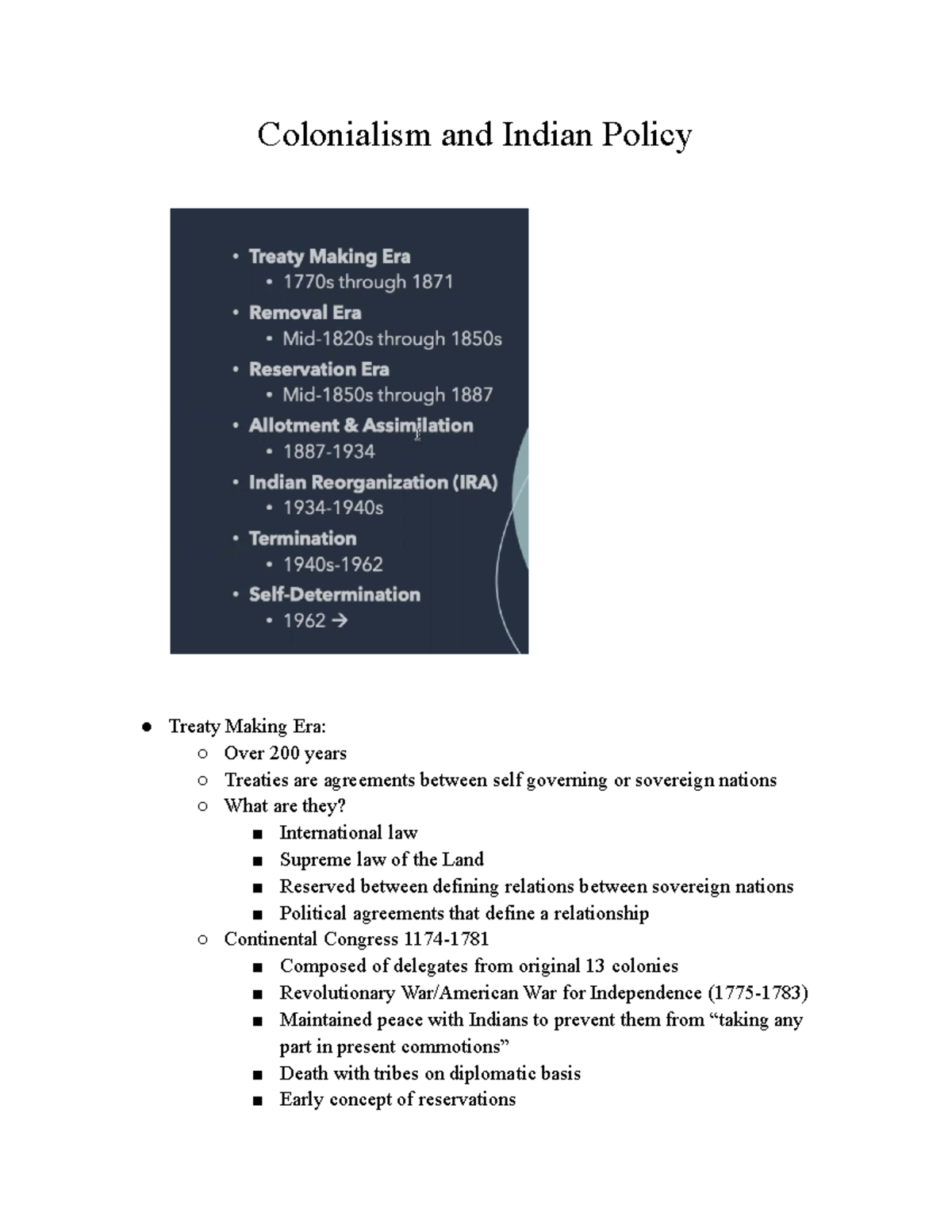 Week 5 Colonialism and Indian Policy - Colonialism and Indian Policy ...