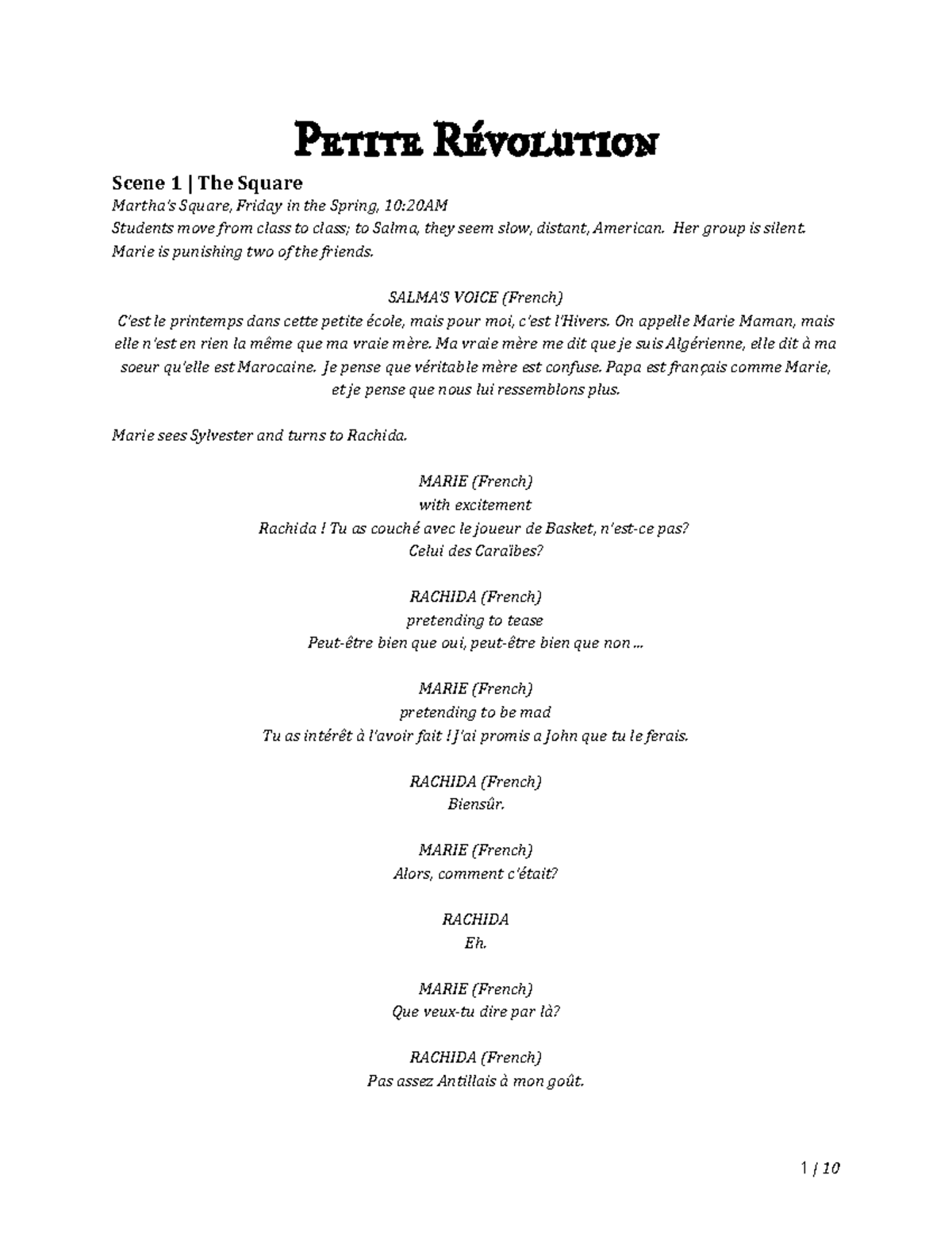 -Petite Révolution - A video project script based on french colonial ...
