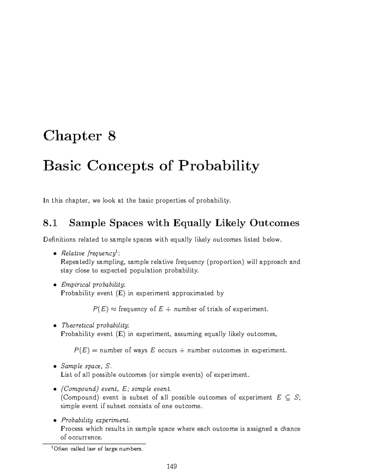 Attendance 0 - PROBABILITY DETAILED NOTES - Chapter 8 Basic Concepts of ...