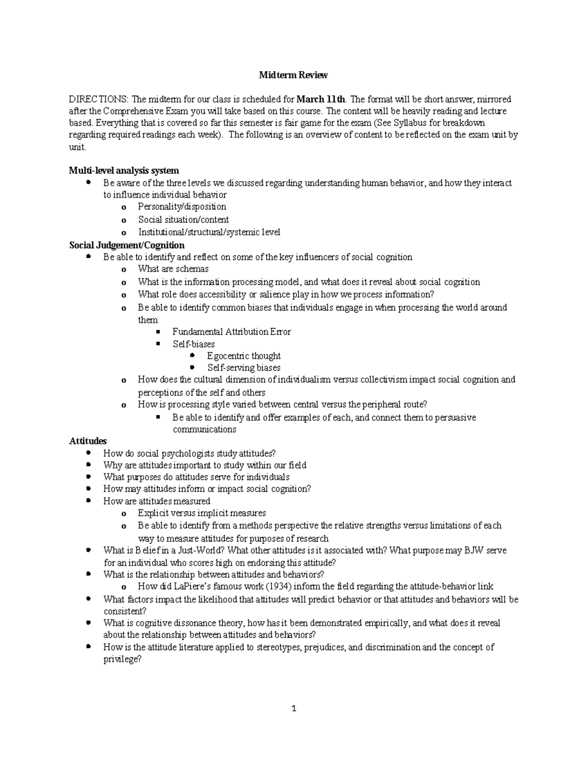 Midterm Review Social - Midterm Review DIRECTIONS: The midterm for our ...