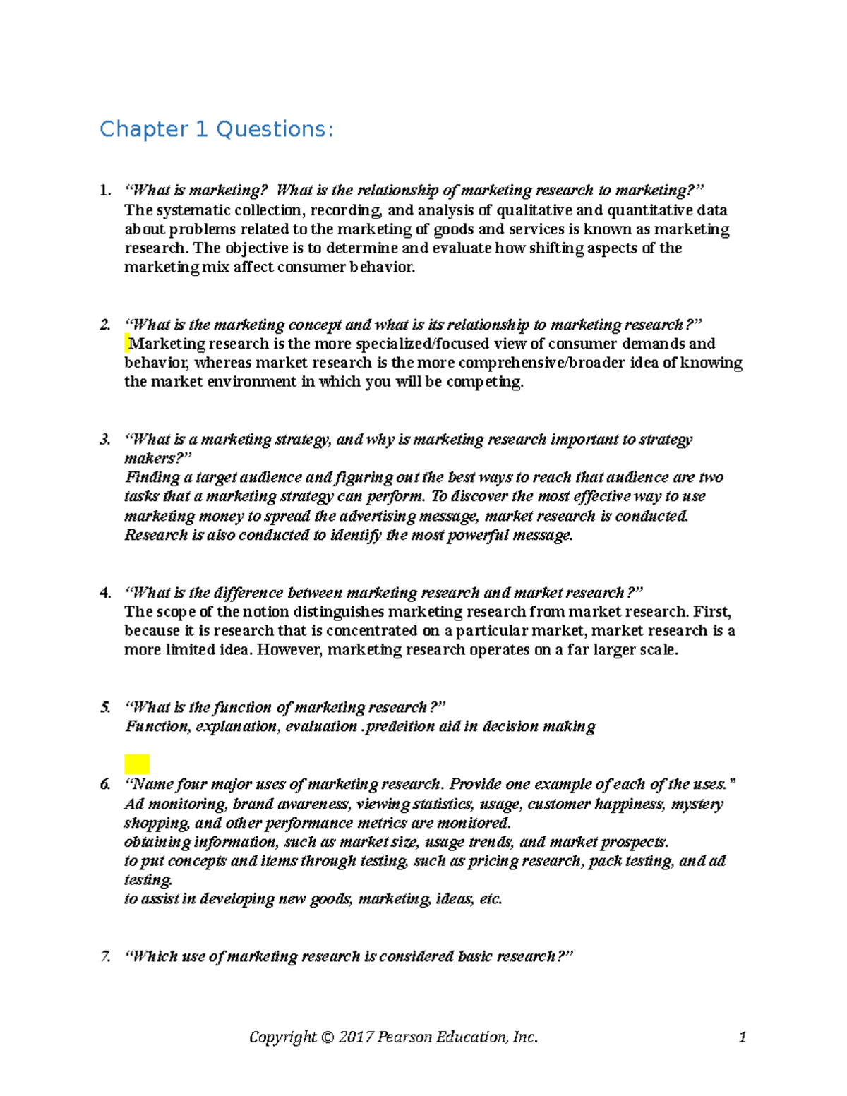 Chapter 1 - notes - Chapter 1 Questions: 1. “What is marketing? What is ...