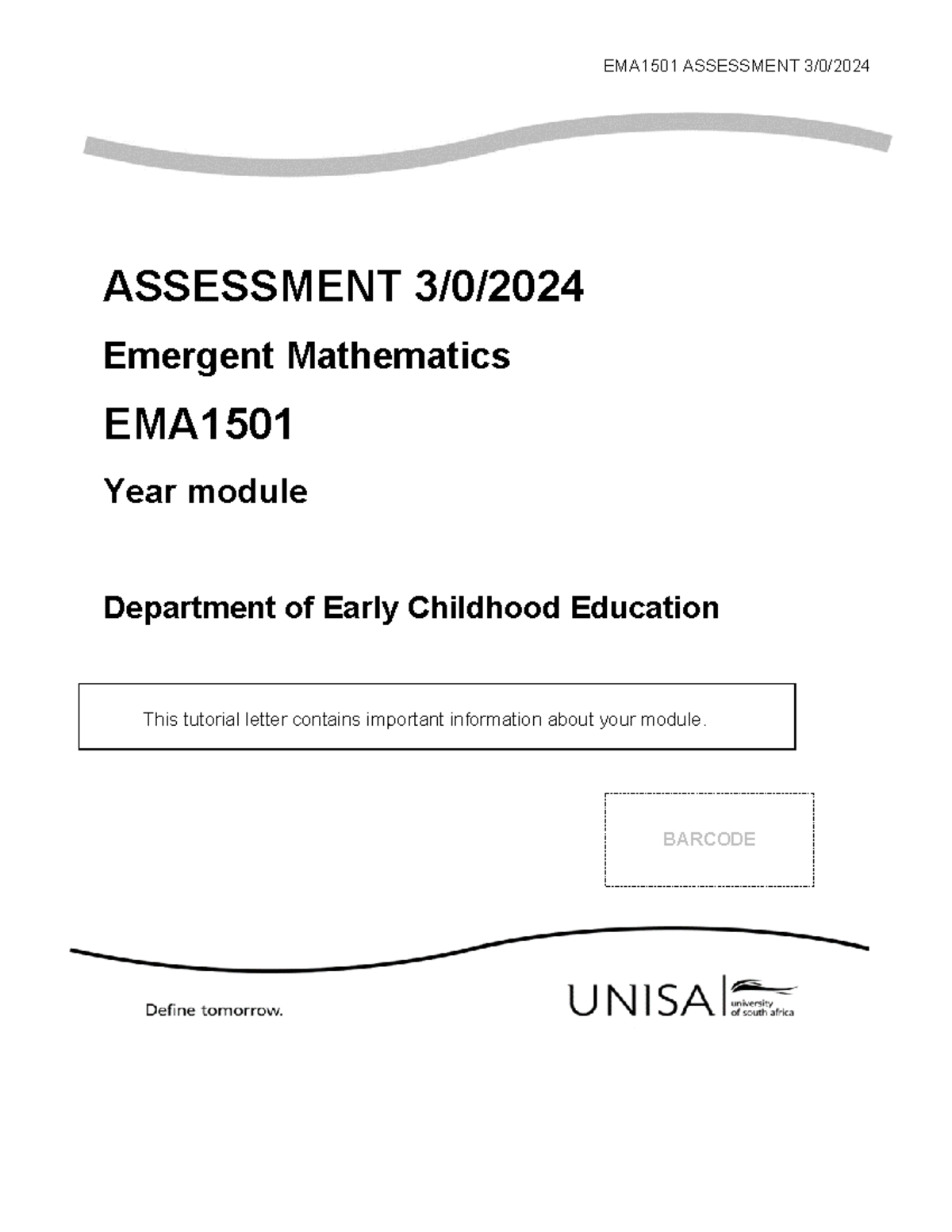 EMA1501 Assessment 3 2024 - EMA1501 ASSESSMENT 3/0/ ASSESSMENT 3 /0 ...