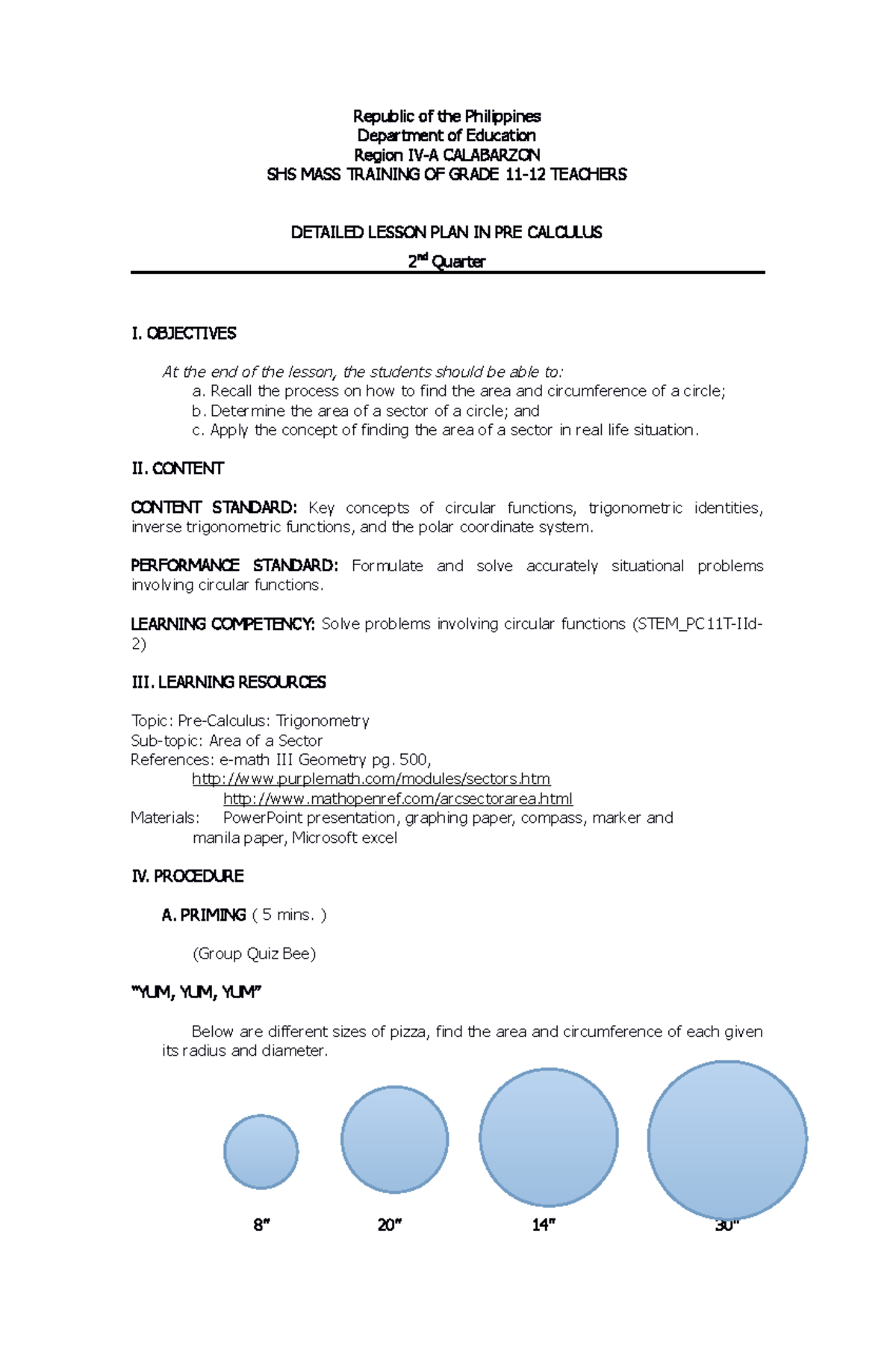 396953199 Daily Lesson Plan Pre Calculus Group 5 - Republic of the ...