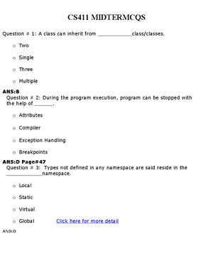 CS411 Final Term MCQs Faisal - MUHAMMAD FAISAL MIT 4th Semester Al-Barq Campus (VGJW01) - Studocu