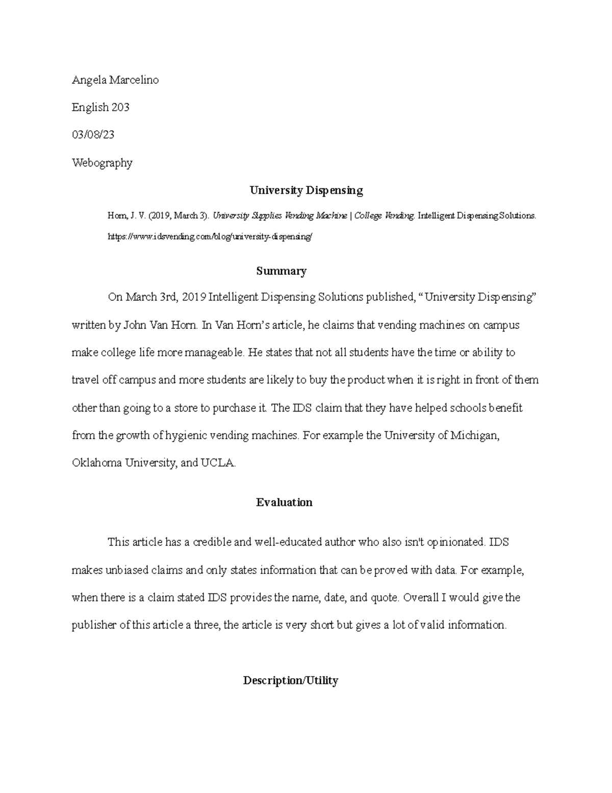 Webography - Google Docs - Angela Marcelino English 203 03/08 ...