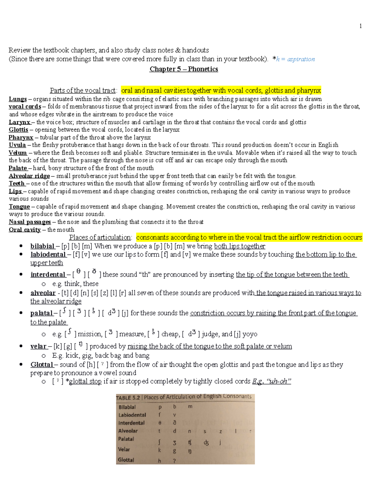 Final Exam Review Sheet - 1 Review the textbook chapters, and also ...