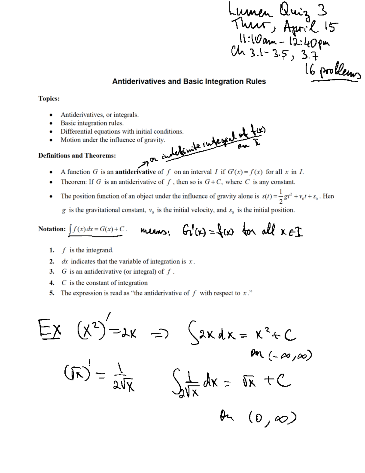 Section 3 - class notes - 1 Lumen Quiz 3 Thur April 15 1110am 12 40pm ...