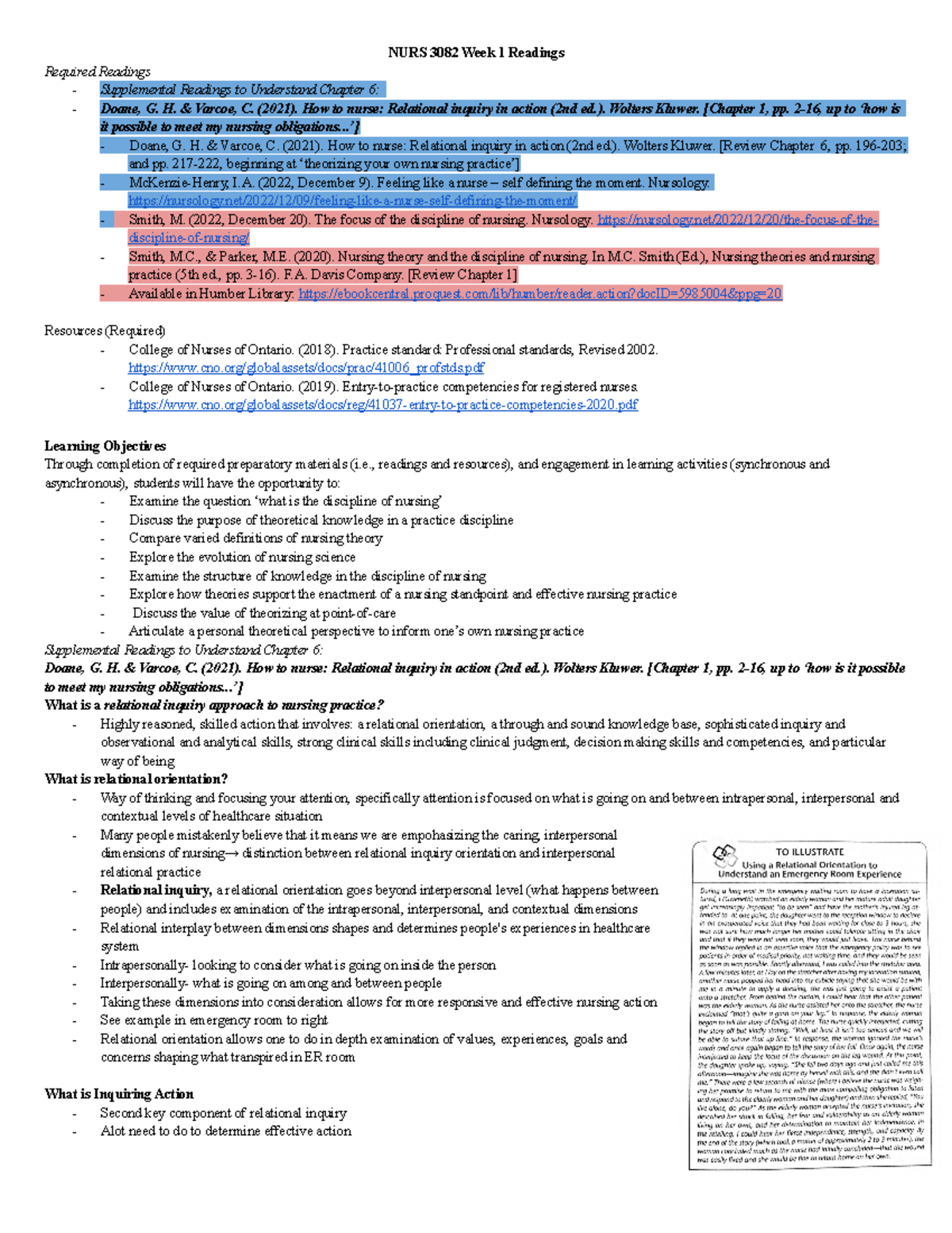 NURS 3082 Week 1 Readings - NURS 3082 Week 1 Readings Required Readings Supplemental Readings to ...