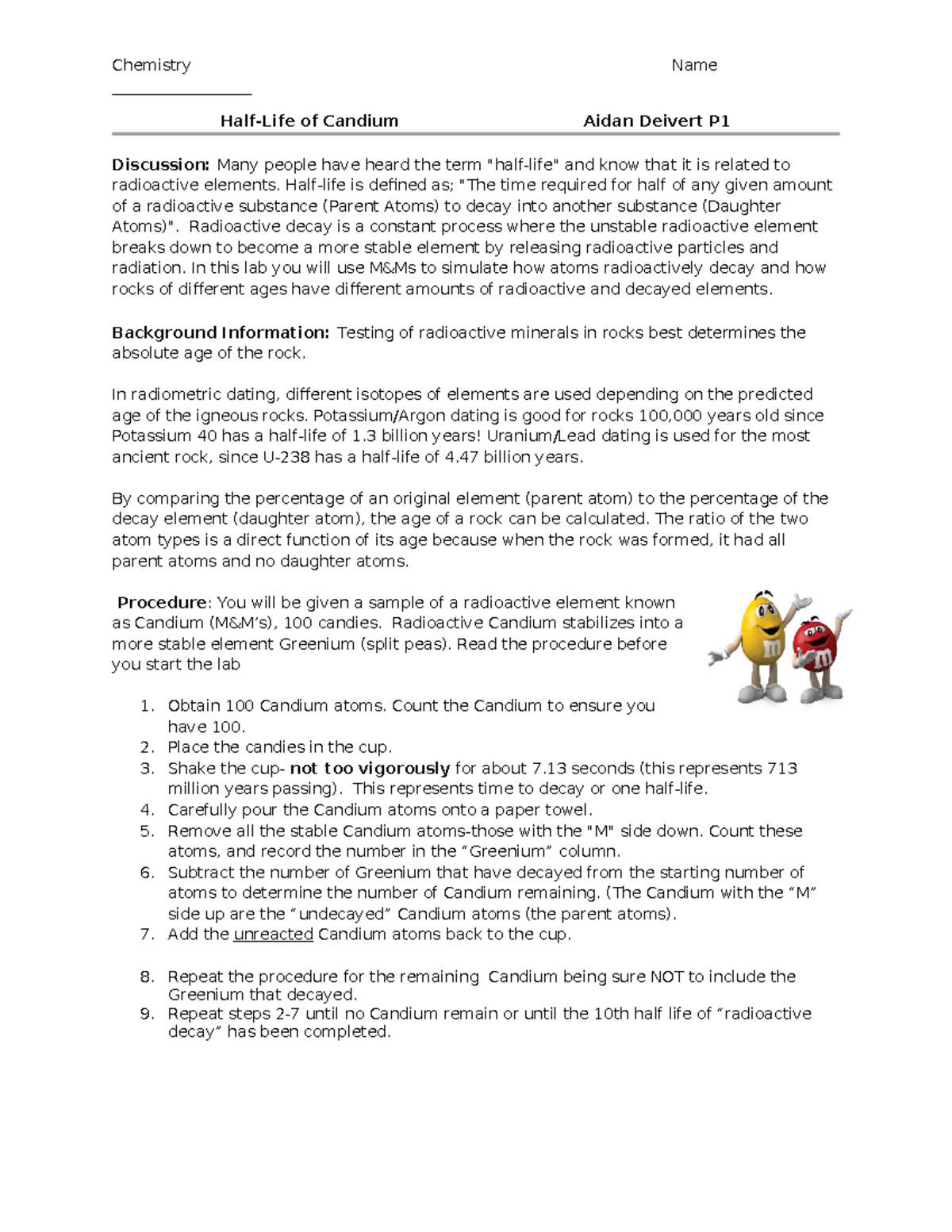 Half-Life of Candium - we lit - Chemistry Name Half-Life of Candium ...