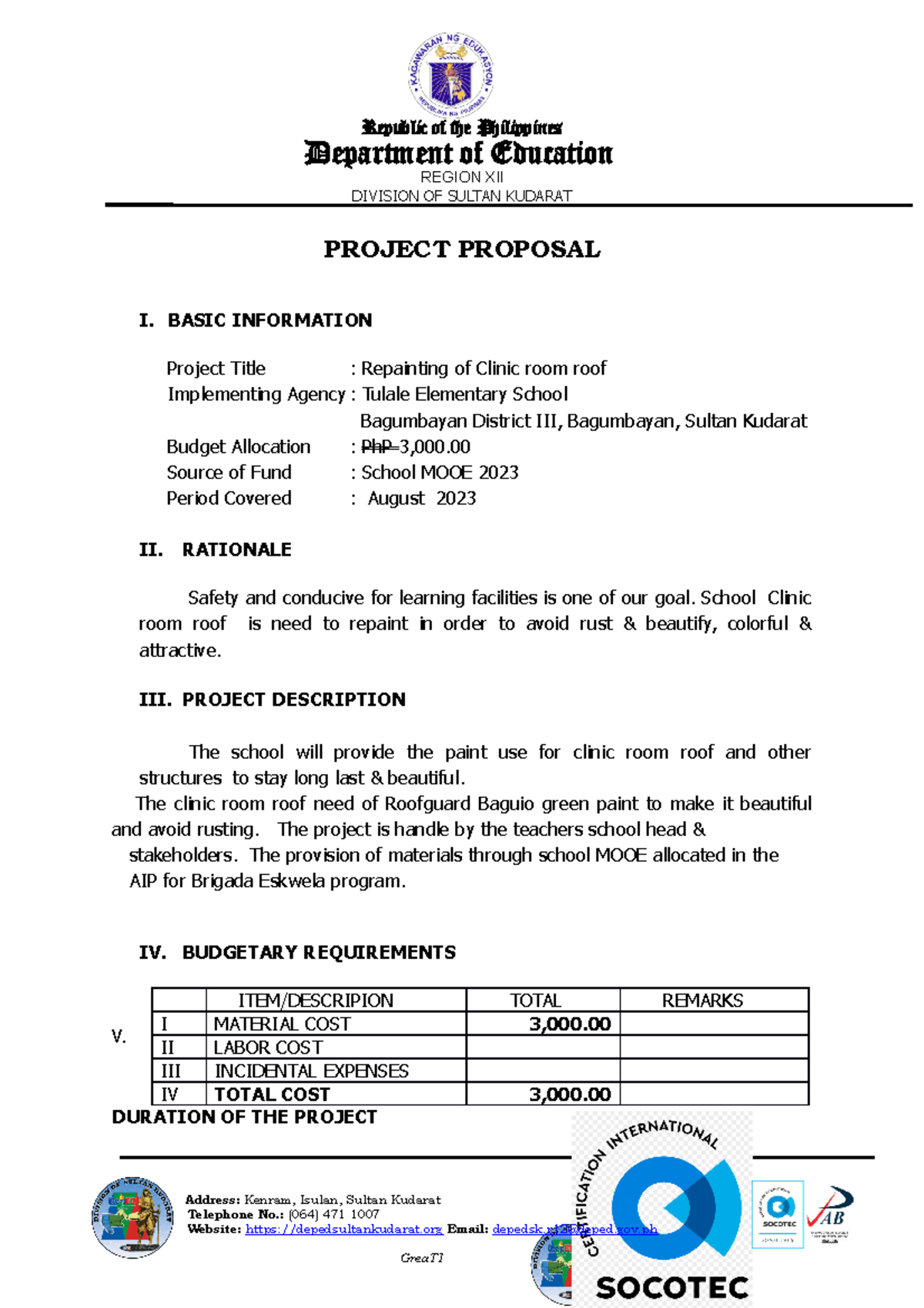 Brigada Proposal-POW-2023 - Department of Education REGION XII DIVISION ...