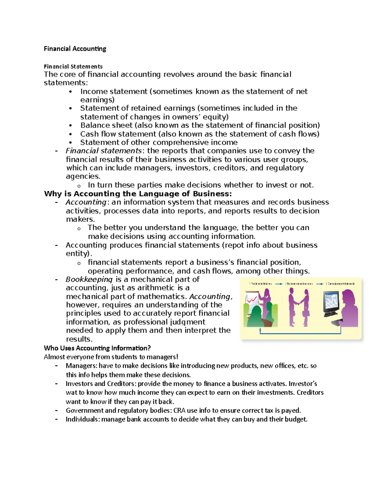 Accounting Notes - Financial Accounting Financial Statements The core ...