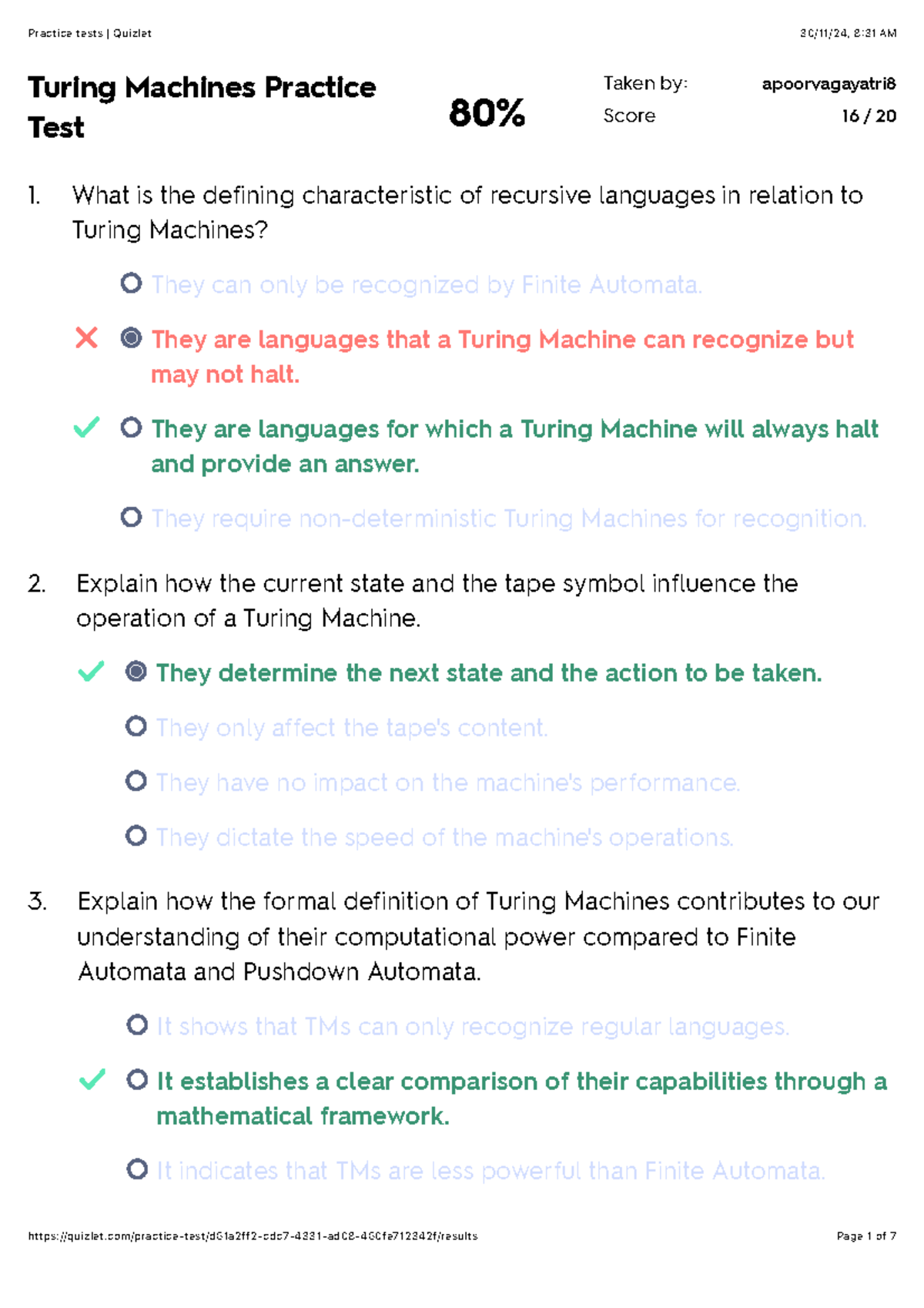 Practice tests Quizlet - Turing Machines Practice Test 80 % Taken by ...