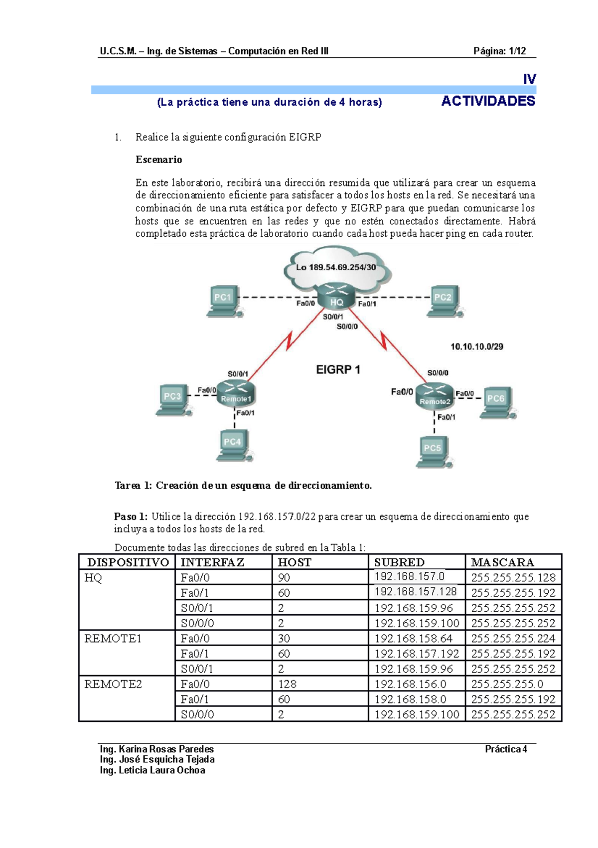 Eigrp-Laboratorio de Redes III - U.C.S. Ing. de Sistemas en Red IV (La ...