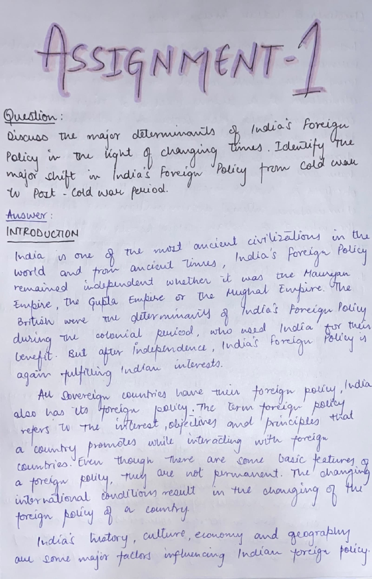 India’s foreign policy - BA(P) political science - Studocu