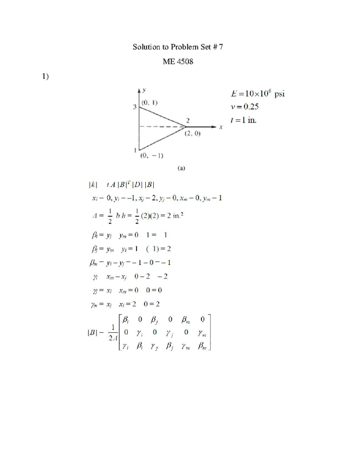 Solution HW 7 - For dynamics class - ME 3455 - Solution to Problem Set # 7 ME 4508 1) 3) 4 ...