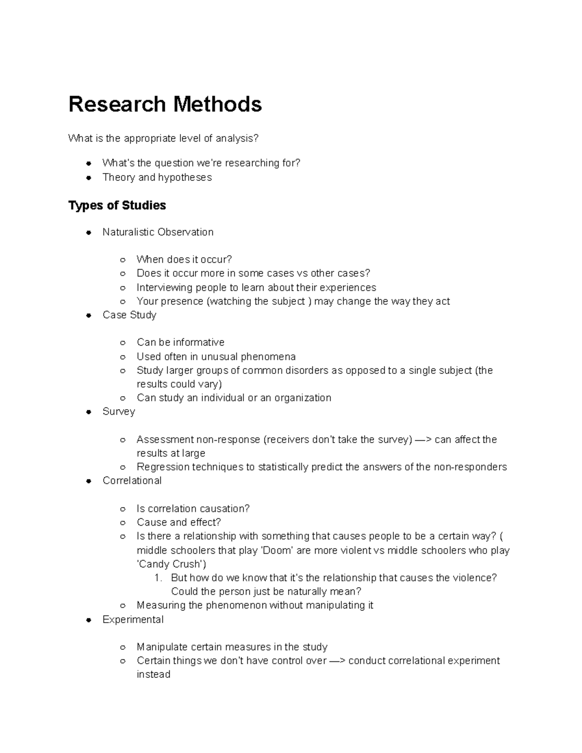 Research Methods - Research Methods What is the appropriate level of ...