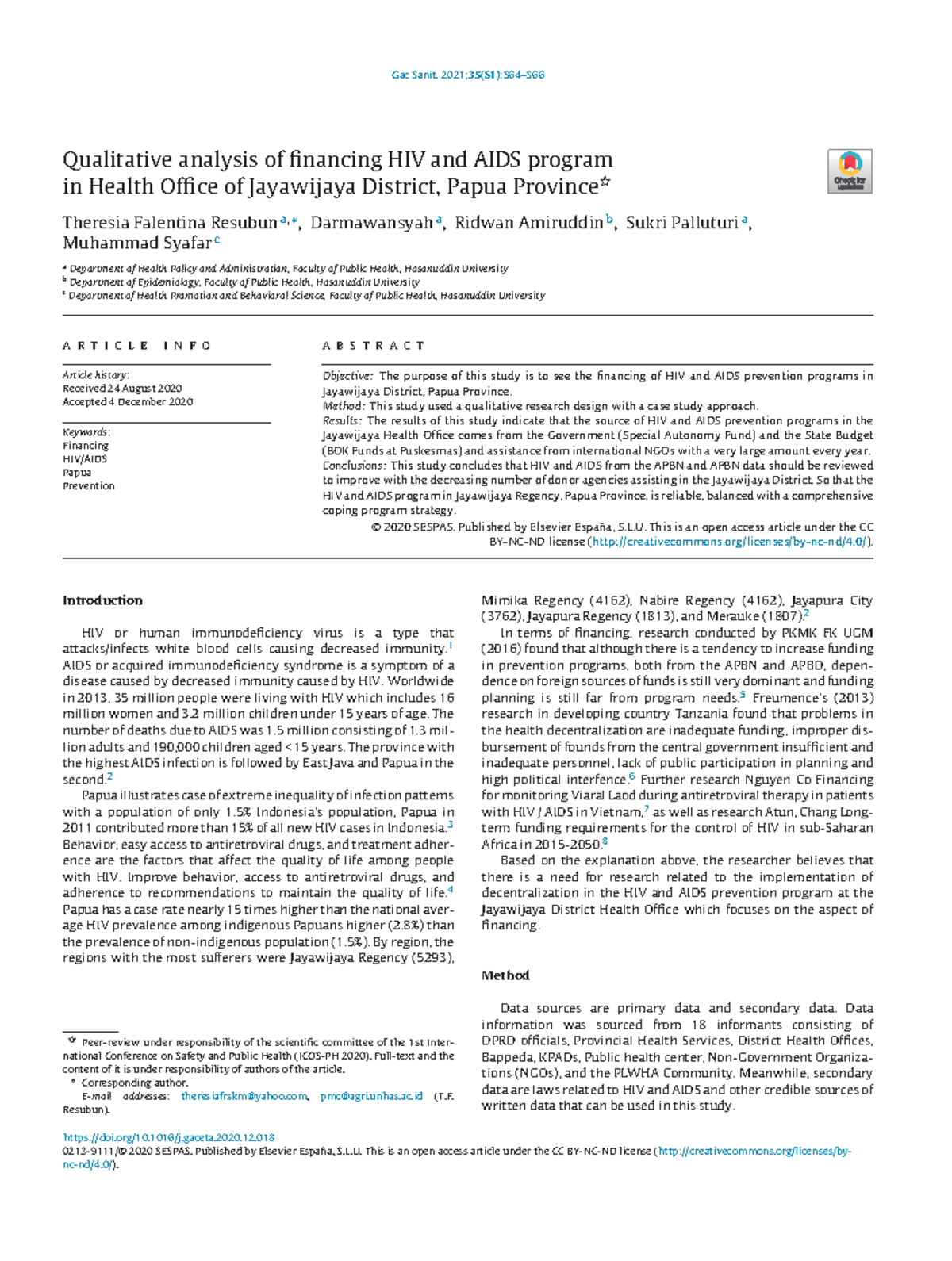 1-s2 - essay - Gac Sanit. 2021;35(S1):S64–S Qualitative analysis of ...