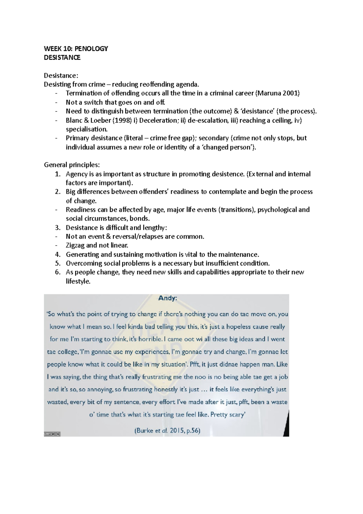 Desistance - penology - WEEK 10: PENOLOGY DESISTANCE Desistance ...