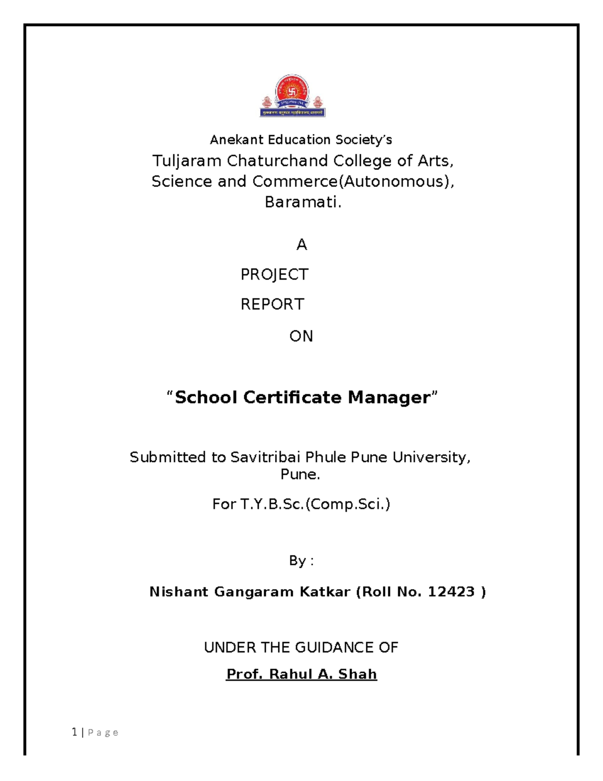 leaving certificate - ####### Anekant Education Society’s Tuljaram ...