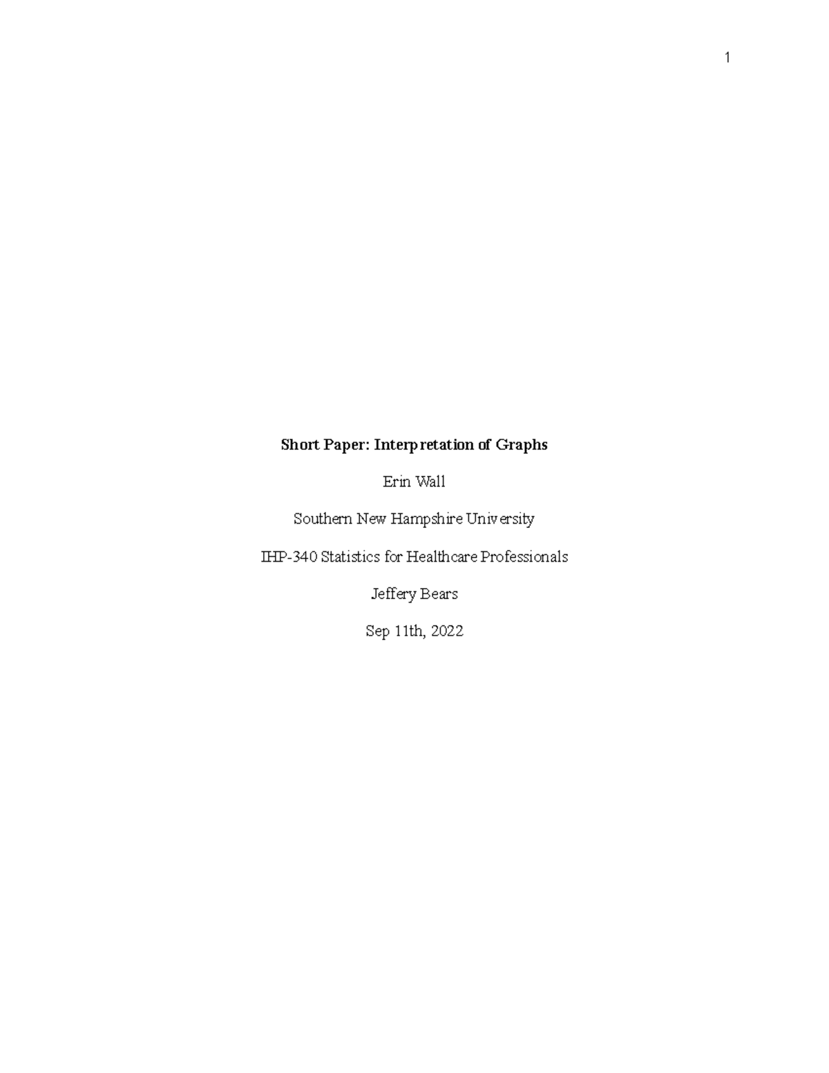 Short Paper Interpretation of Graphs - 1 Short Paper: Interpretation of ...