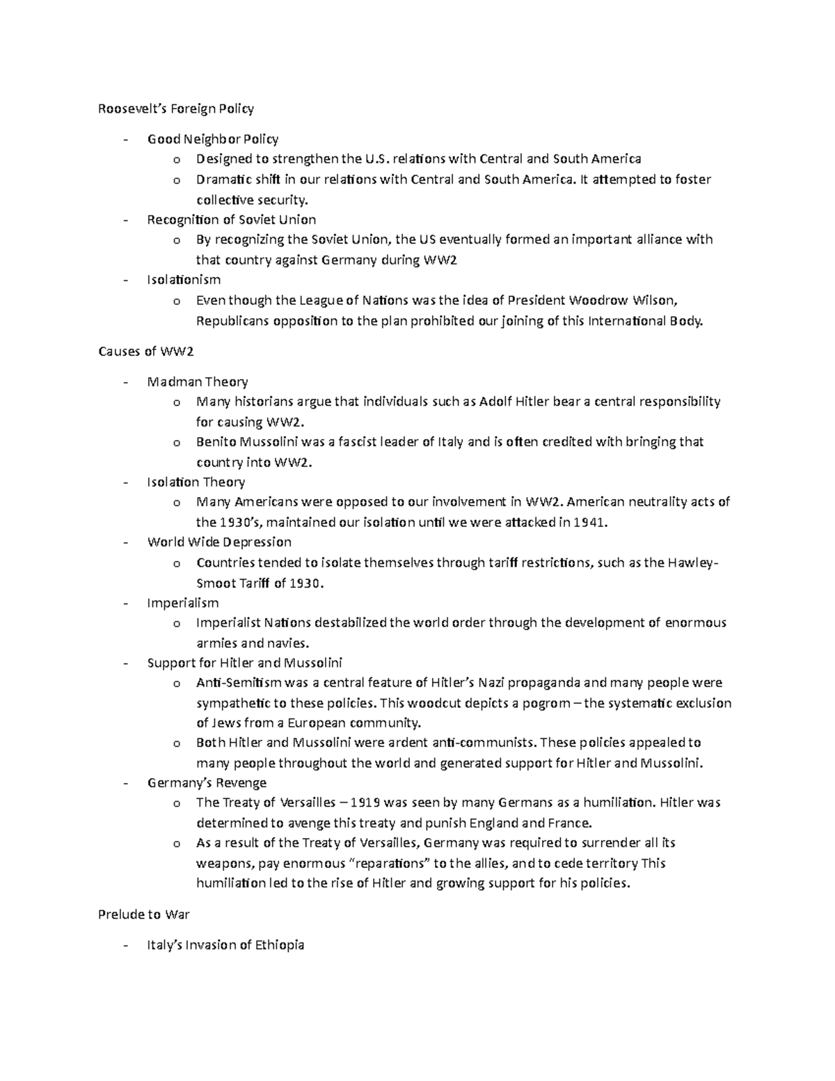 WW2 and Cold War - Lecture notes parkerson - Foreign Policy Good ...