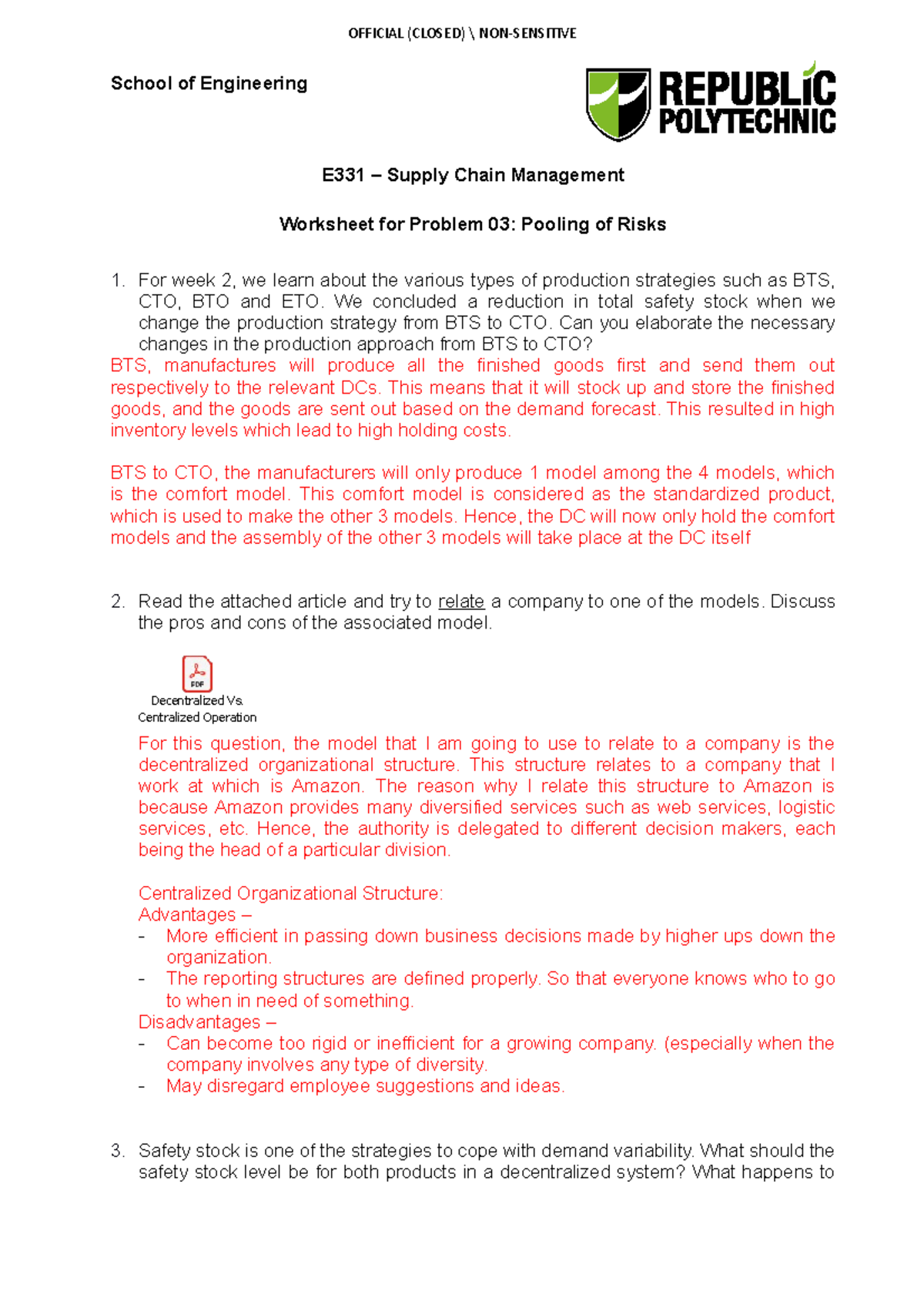 Lesson 3 E331 ws - 123 - School of Engineering E331 – Supply Chain ...