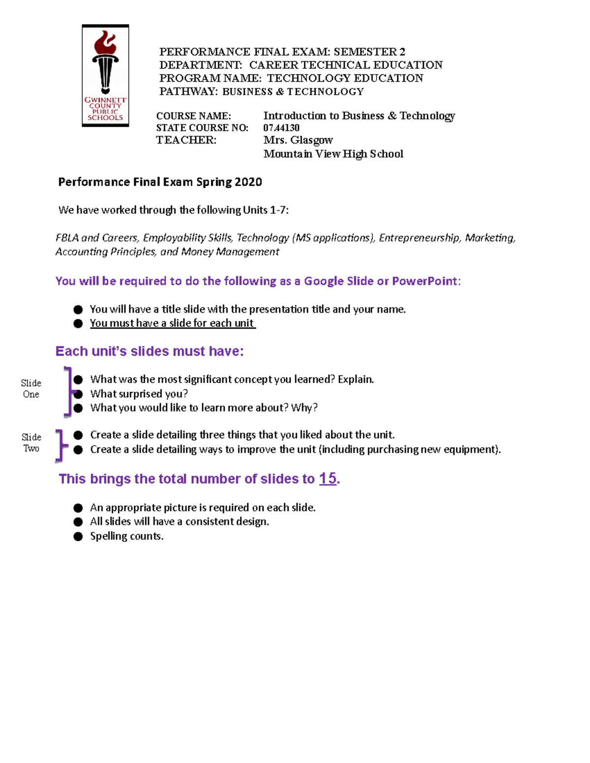 Every type of assignment - PERFORMANCE FINAL EXAM: SEMESTER 2 ...