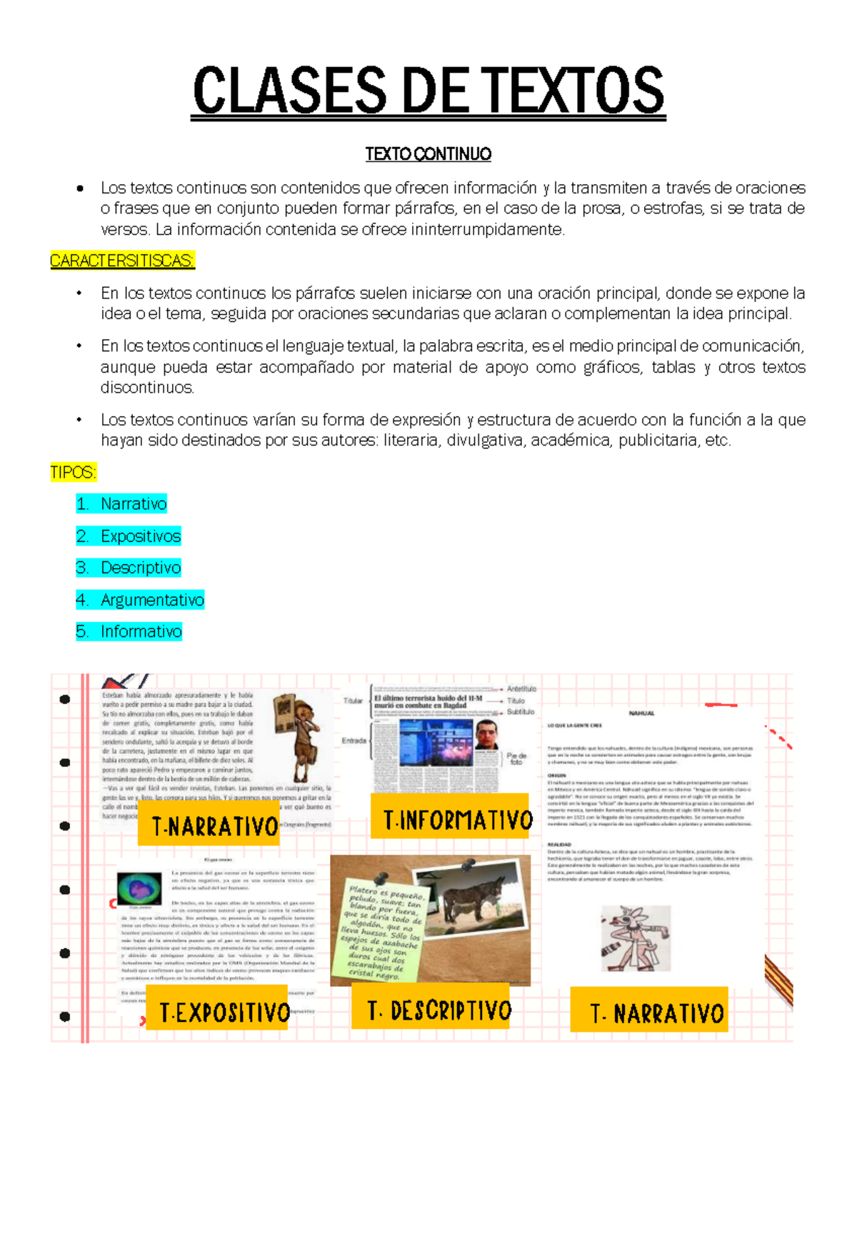 Separata- Texto Continuo Y Discontinuo - CLASES DE TEXTOS TEXTO ...