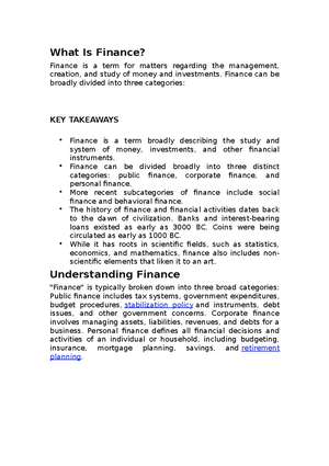 History of Finance - History of Finance Finance as a study of theory ...