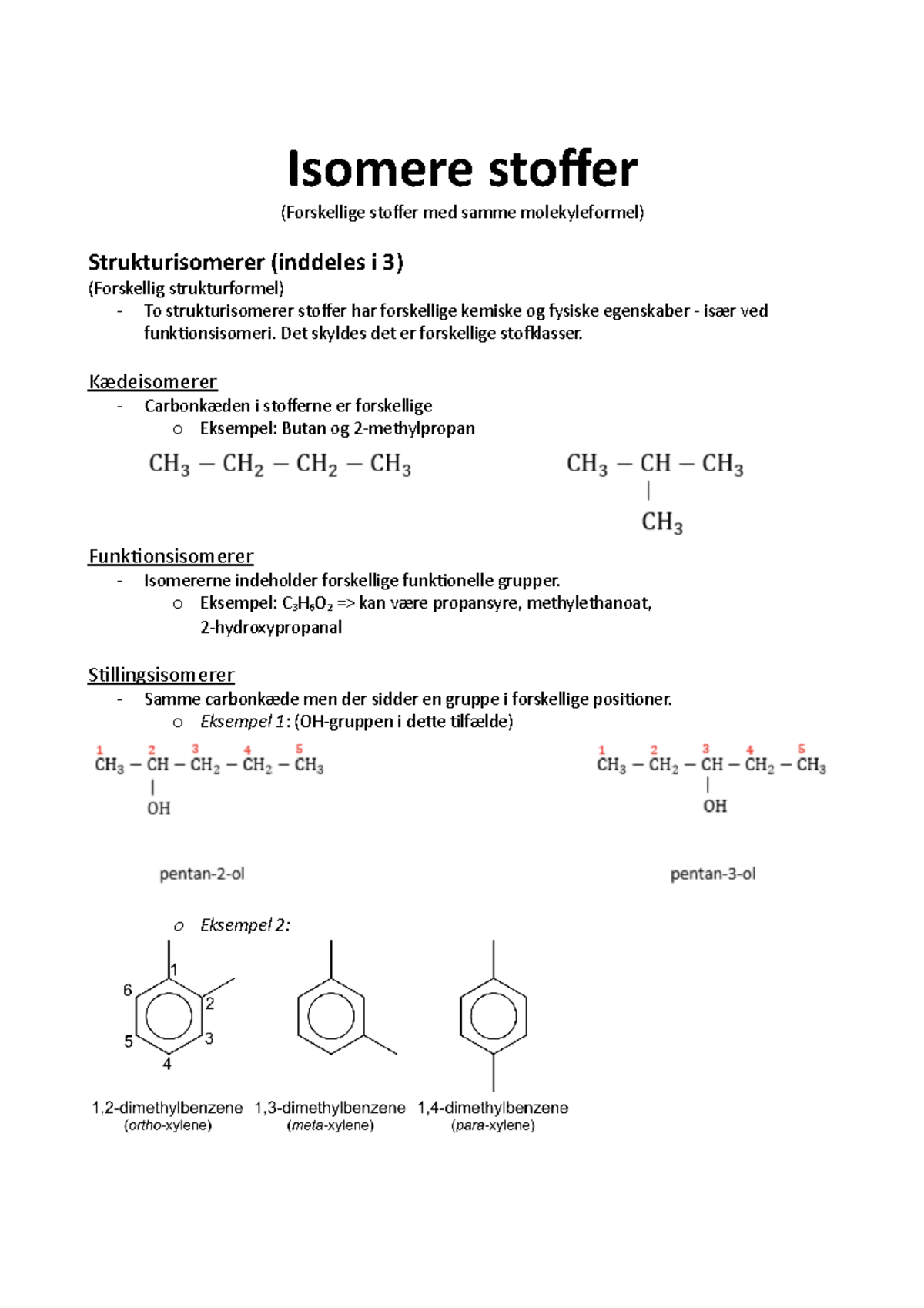 01 Isomere stoffer - Isomere stoffer (Forskellige stoffer med samme ...