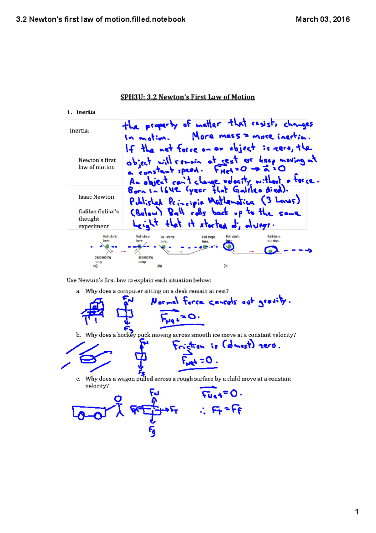 3.2 Newton's first law of motion - filled 1 March 03, 2016 - Studocu