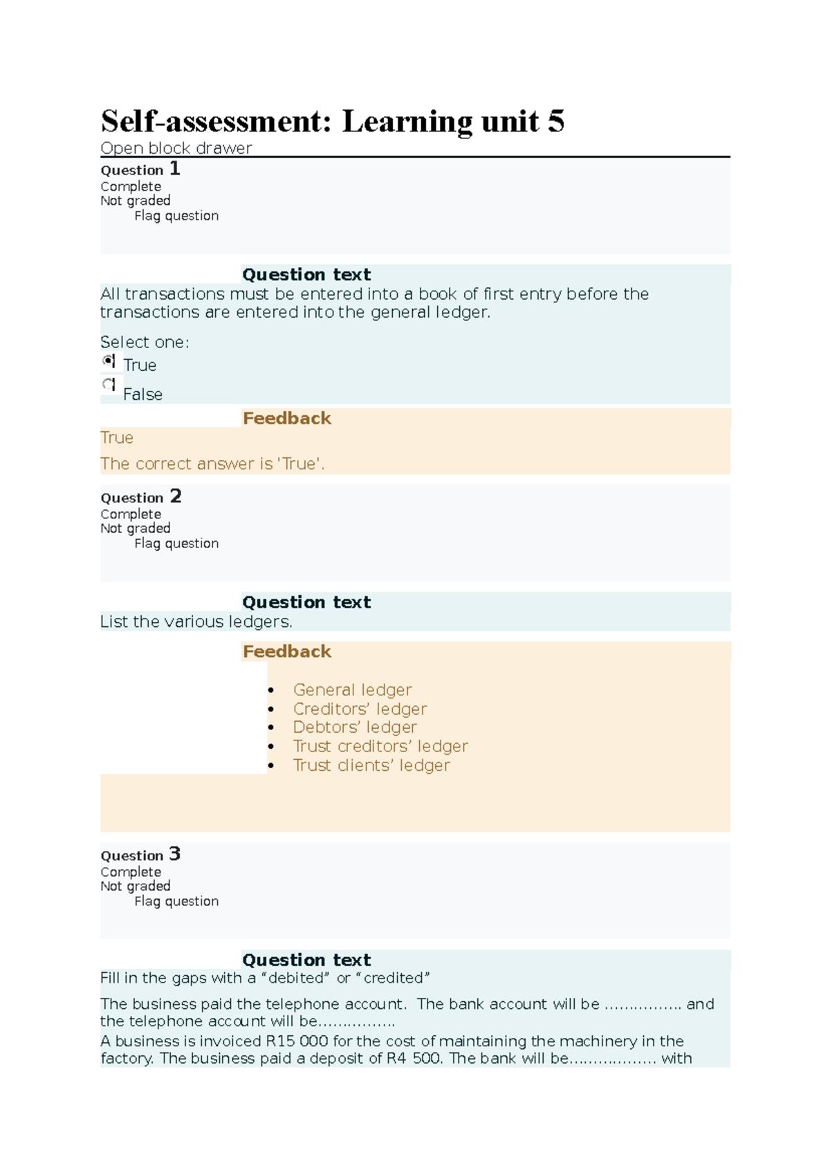 LU5 Self Assessment Q&A - Self-assessment: Learning unit 5 Open block ...