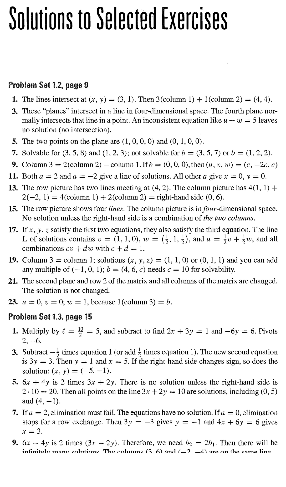 Linear Algebra and Its Applications Answer - Solutions to Selected ...