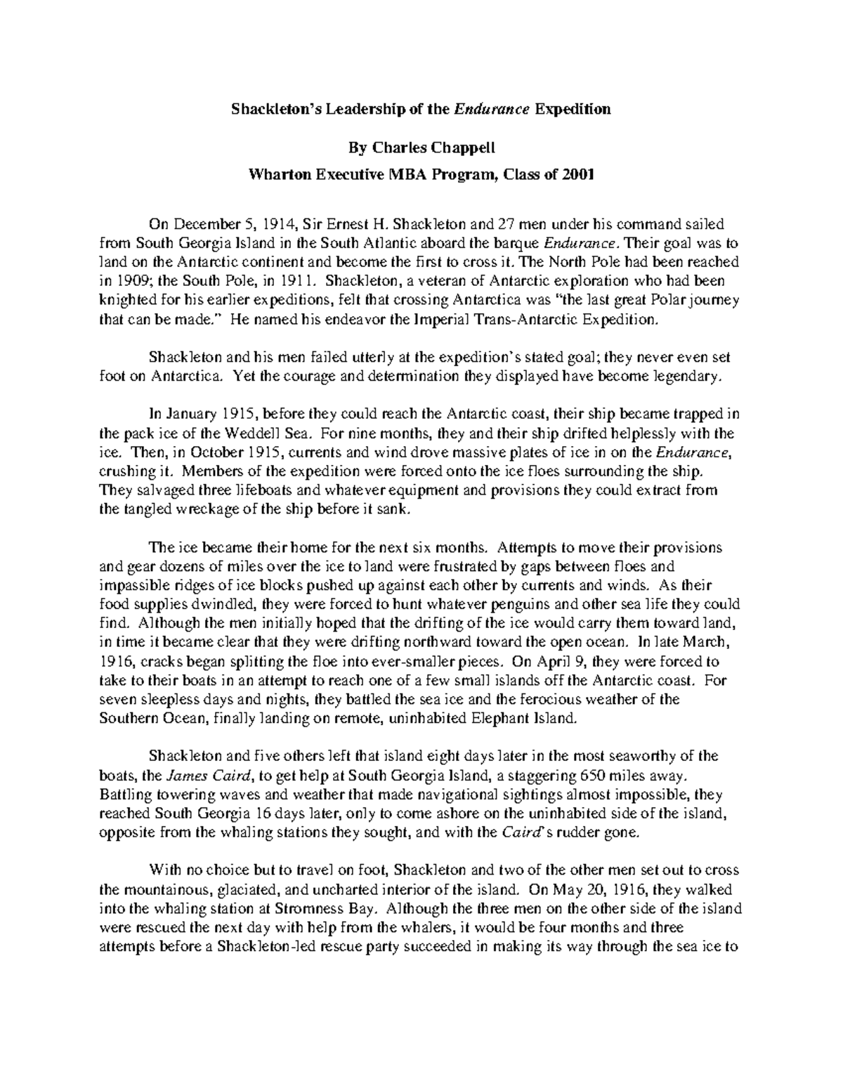 Ld 2 4 shackleton leadership article - Shackleton’s Leadership of the ...