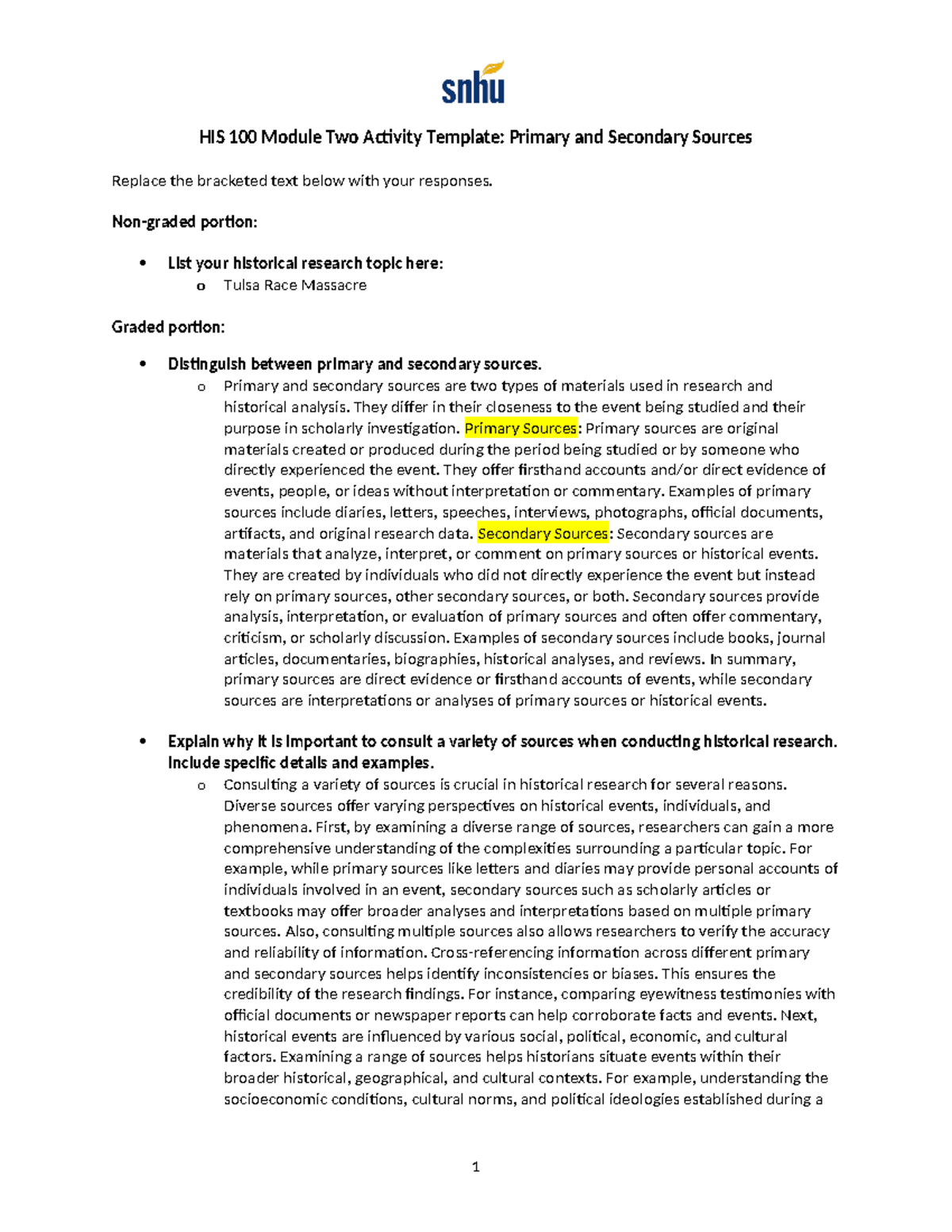 Activity 2-2 HIS 100 - Stoernell - HIS 100 Module Two Activity Template ...
