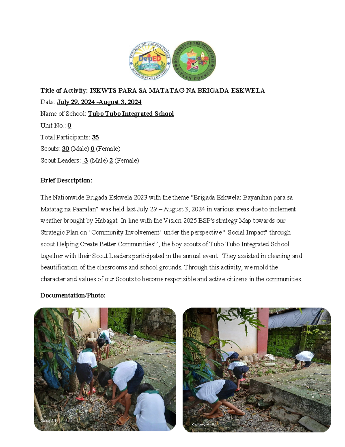 TTISboyscout-participation-brigada - Title of Activity: ISKWTS PARA SA ...