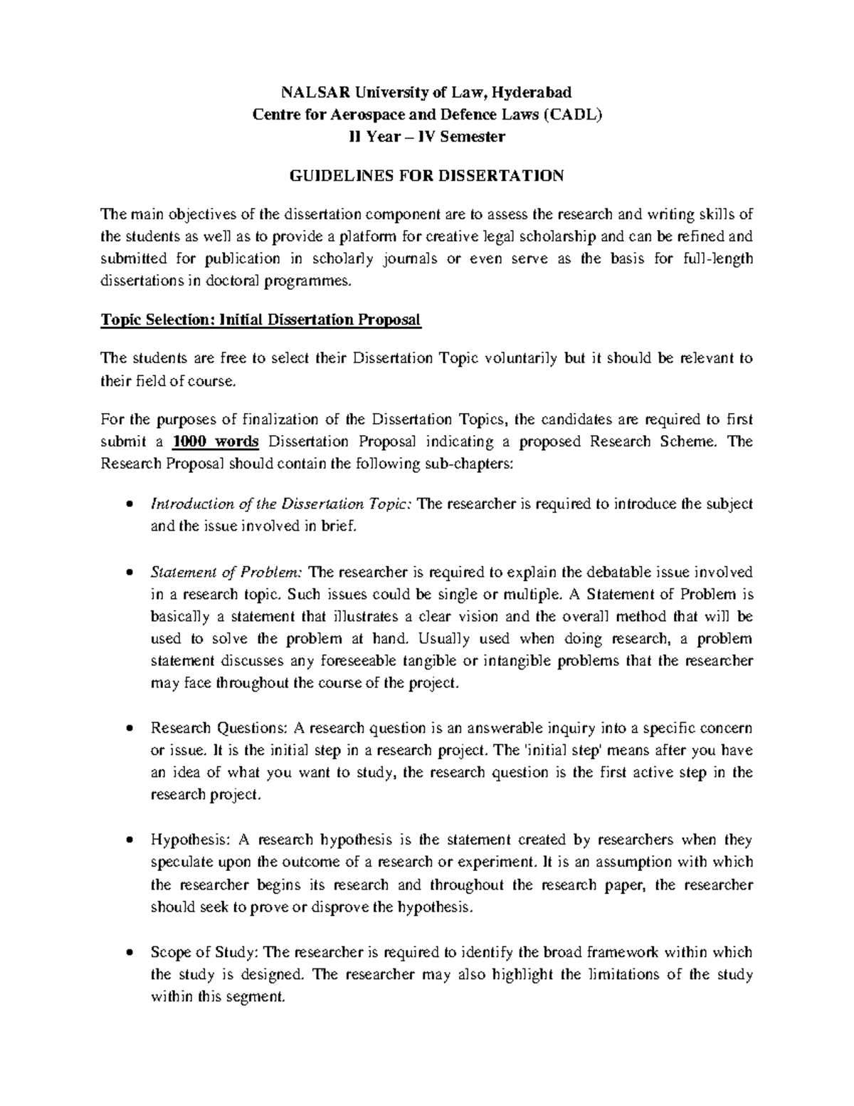 Dissertation-Guidelines - NALSAR University of Law, Hyderabad Centre ...