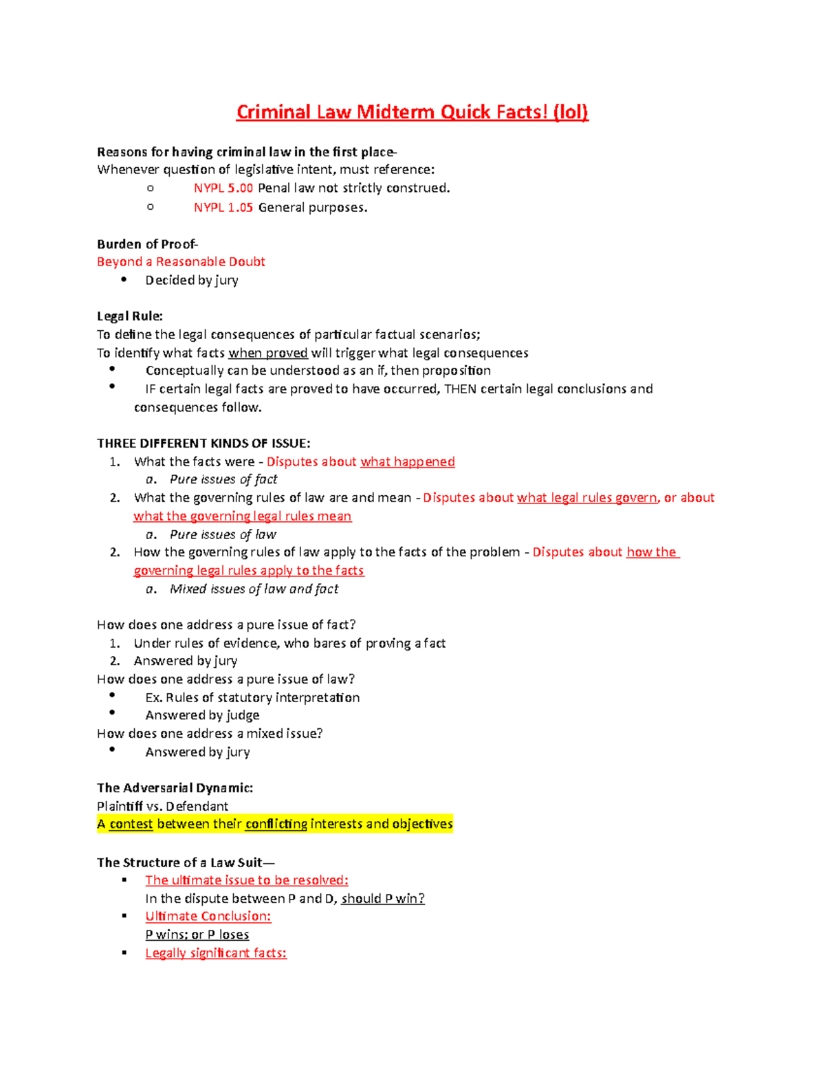 Quick Facts Crim Midterm - Criminal Law Midterm Quick Facts! (lol ...