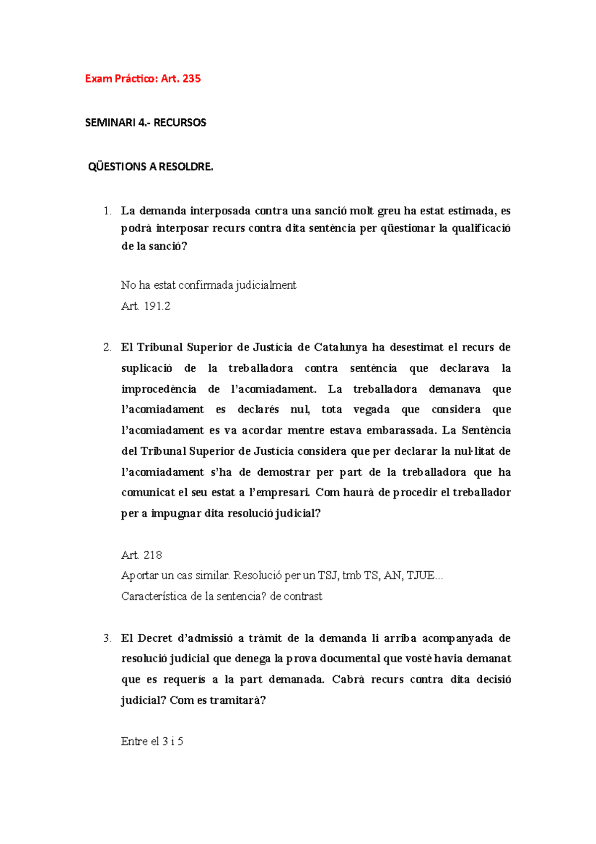 Dret Processal act4 - Derecho Procesal - UPF - Studocu