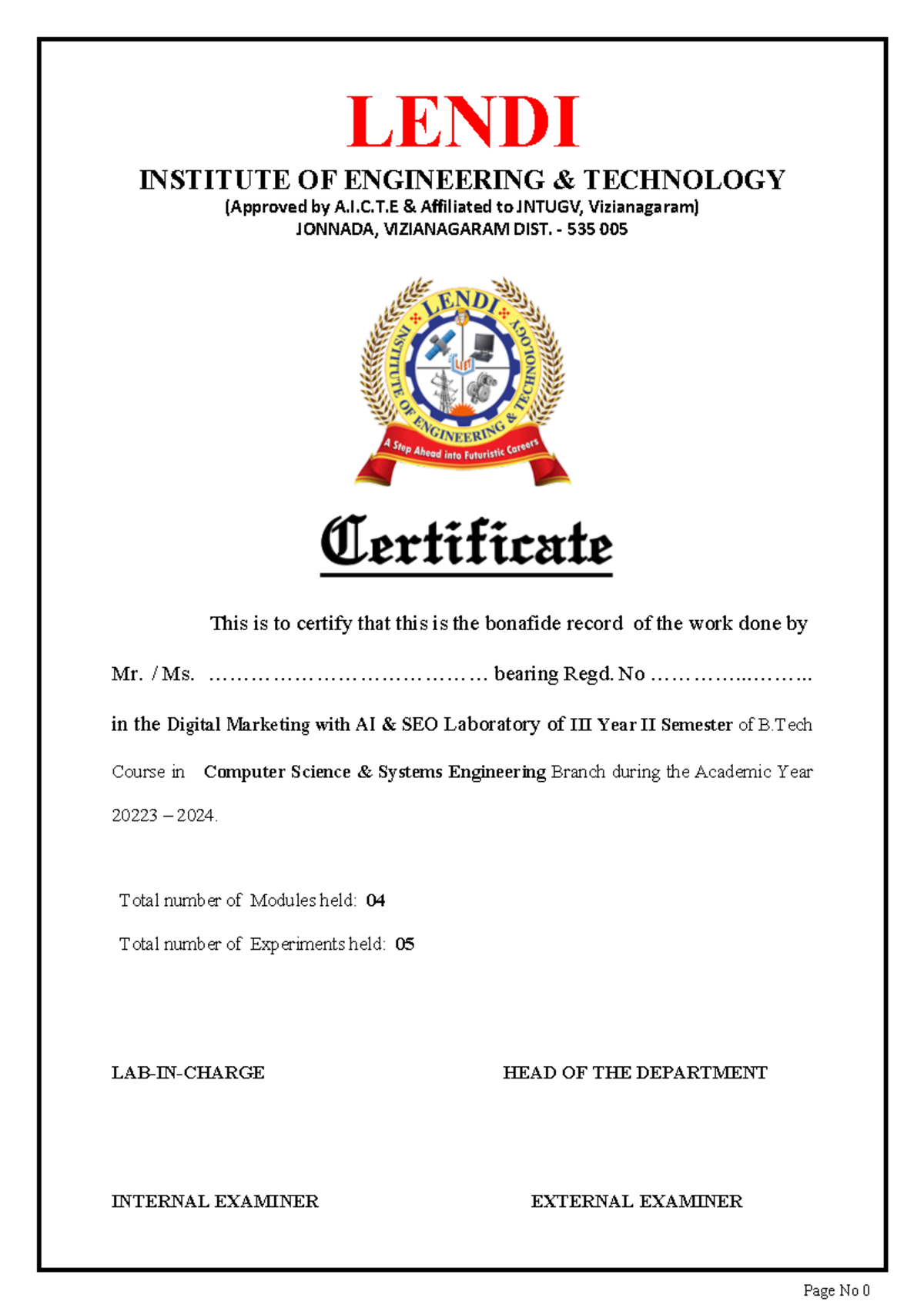 Digital Marketing Record - LENDI INSTITUTE OF ENGINEERING & TECHNOLOGY ...