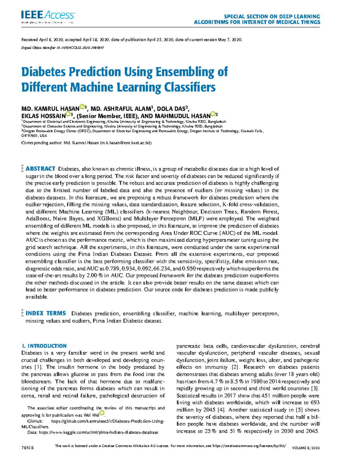 Diabetes Prediction Using Ensembling of Different Machine Learning ...