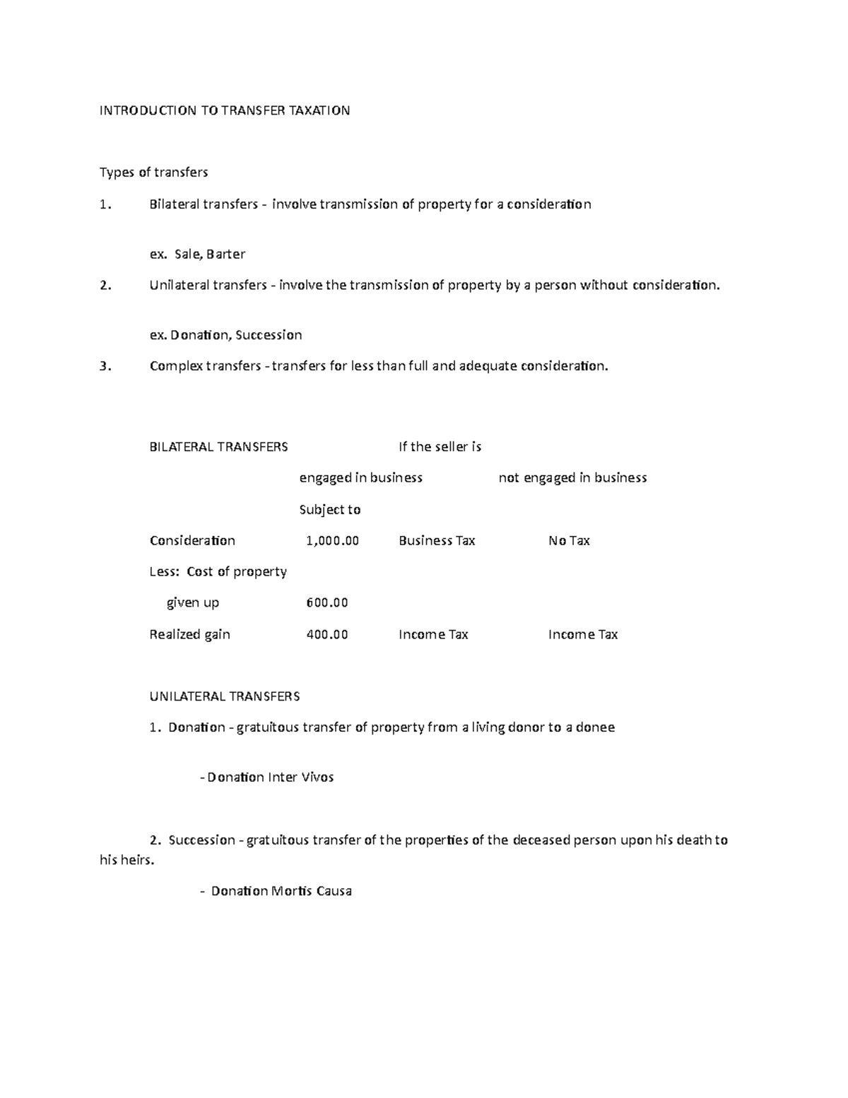 Introduction To Transfer Taxation and LAw - INTRODUCTION TO TRANSFER ...