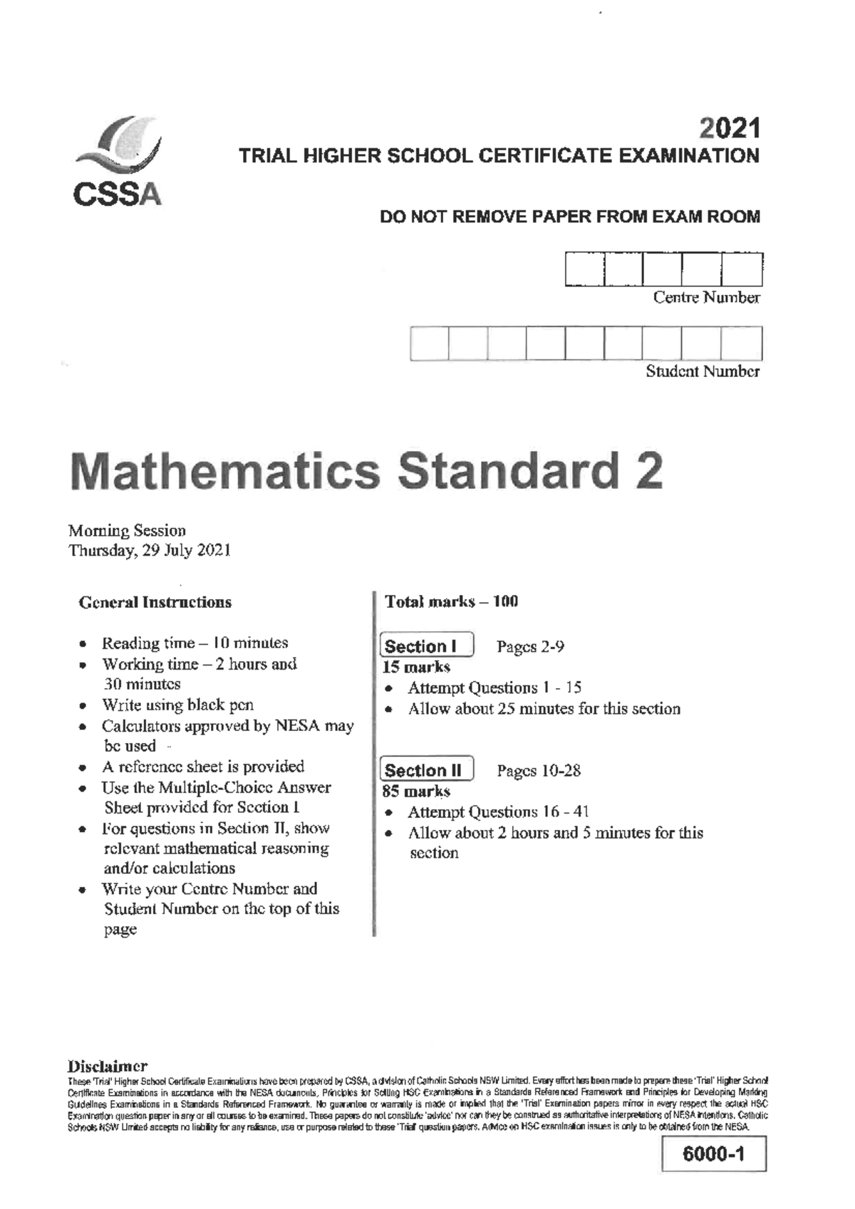 CSSA 2021 MStd Trial - prac test - Studocu