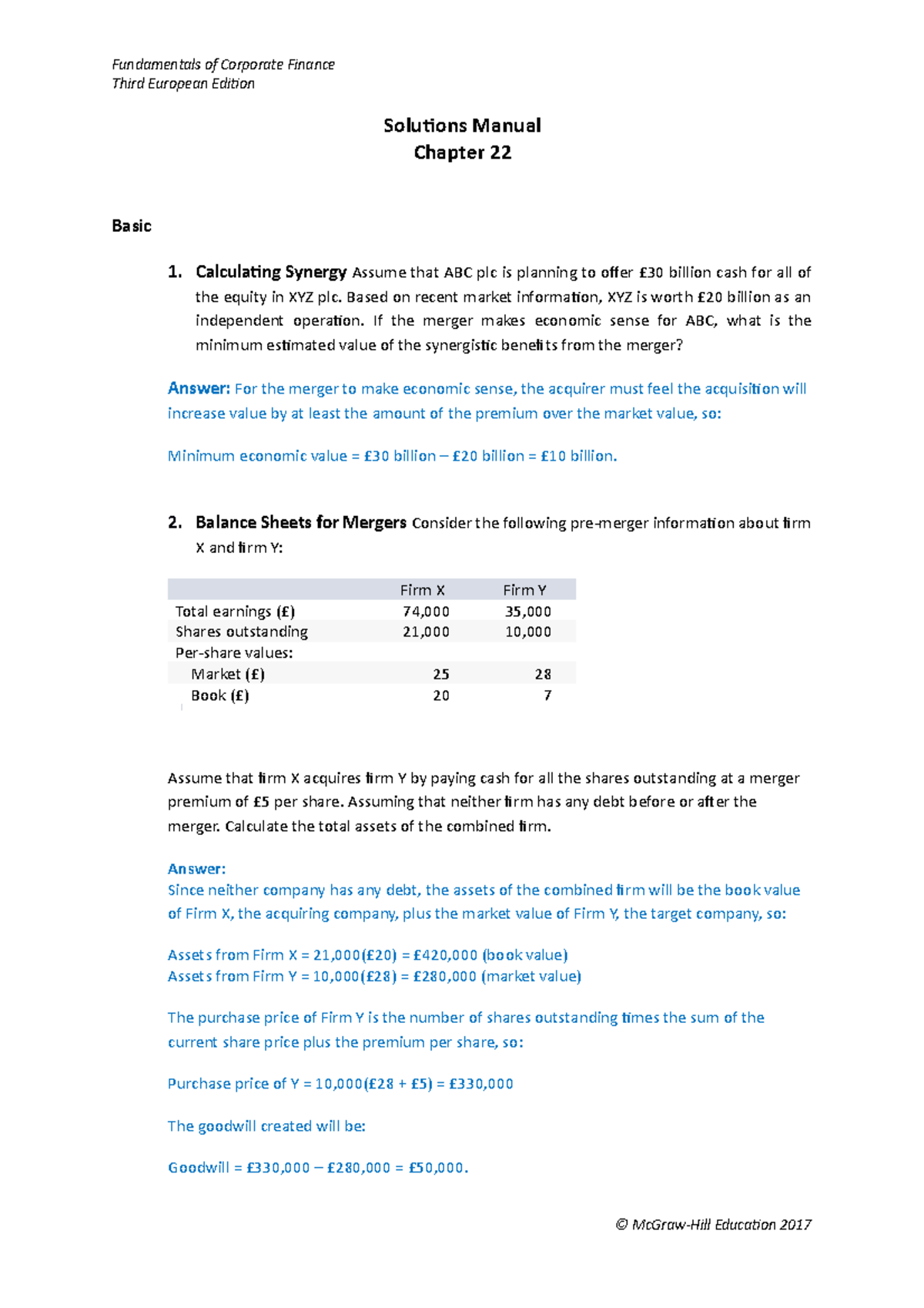 Ch22 SM - Chapter 22 answers - Solutions Manual Chapter 22 Basic 1 ...