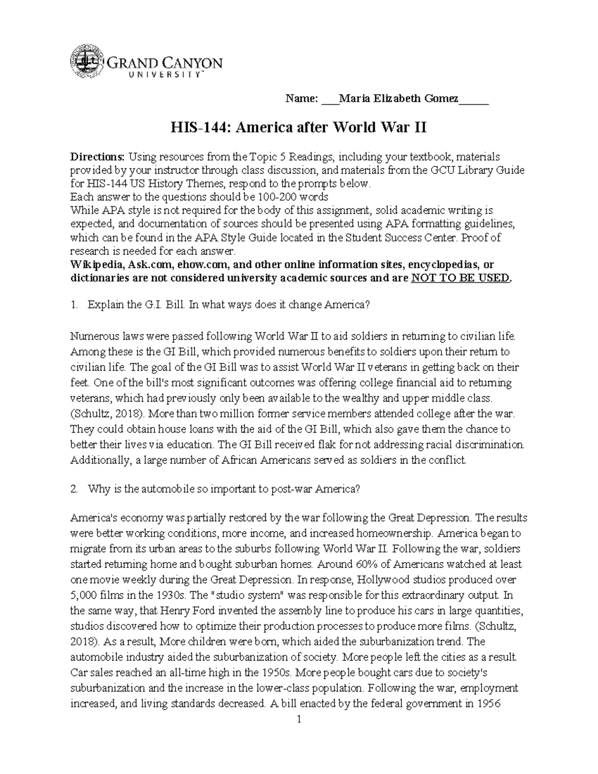 HIS-144-RS-America after WWII Worksheet - Name: Maria Elizabeth Gomez ...