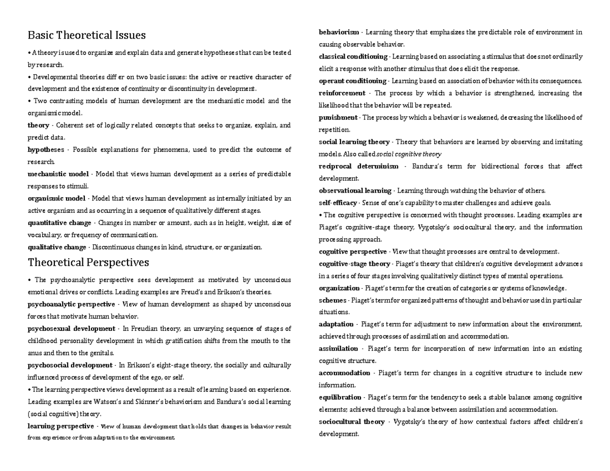 STC1 - Basic Theoretical Issues A theory is used to organize and explain data and generate - Studocu