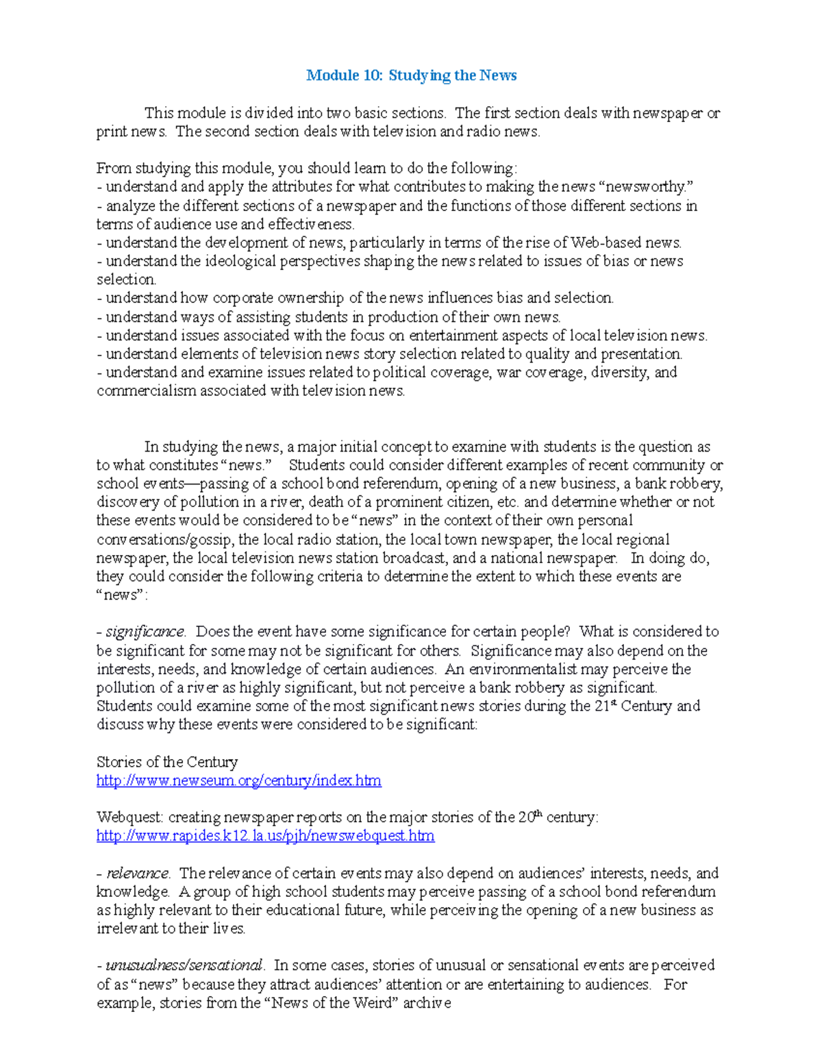 Ch10 Studying the News - Cinema - Module 10: Studying the News This ...