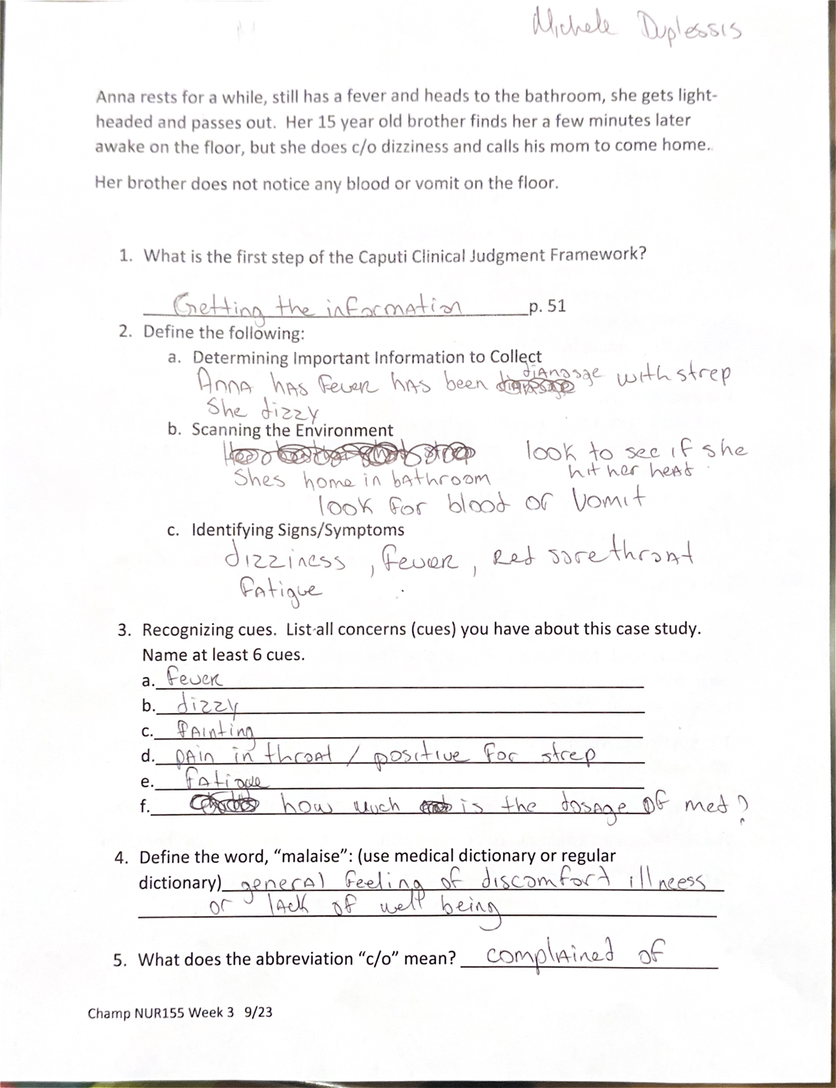 Nur 155 week 3 assignment completed - NUR 155 - Studocu