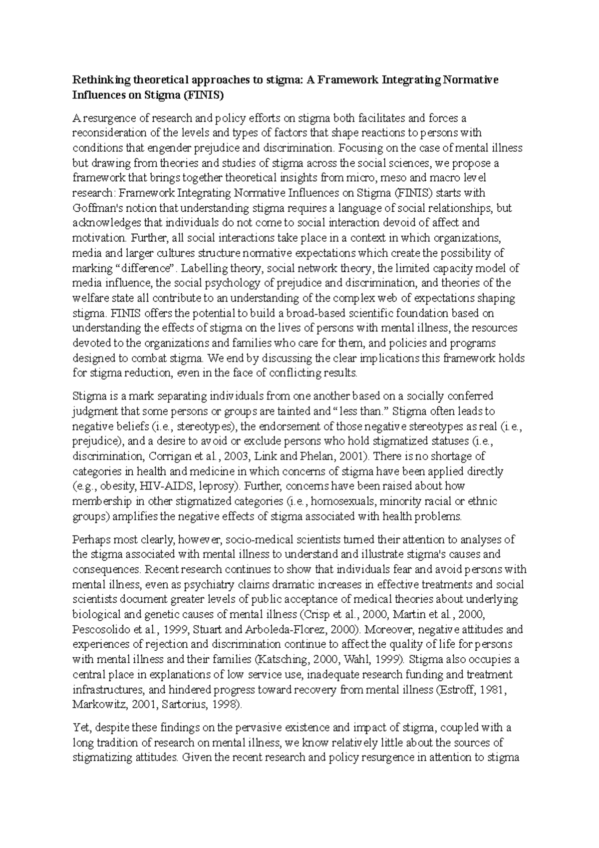 Rethinking theoretical approaches to stigma - Focusing on the case of ...